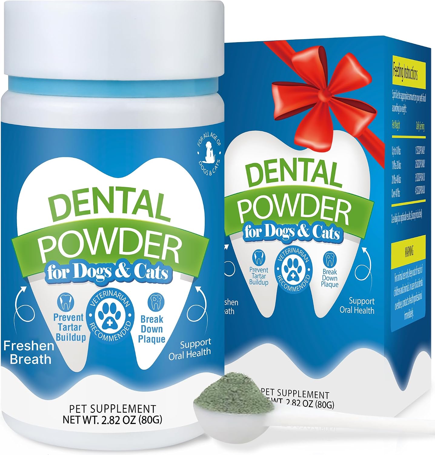 Dog Dental Powder - Plaque Off & Tartar Remover for Dogs Cats, Breath ...