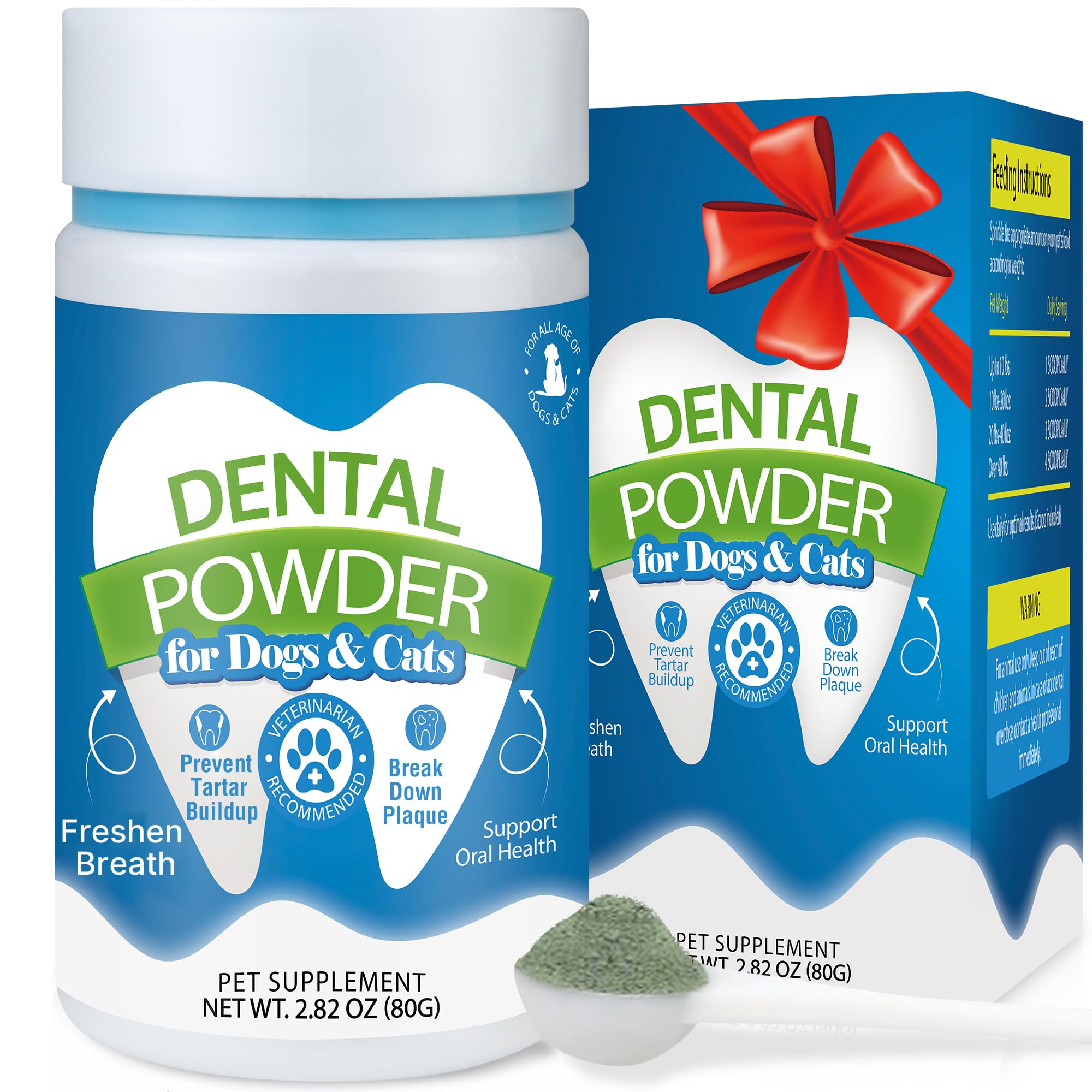 Dog Dental Powder - Plaque Off & Tartar Remover for Dogs Cats, Breath ...
