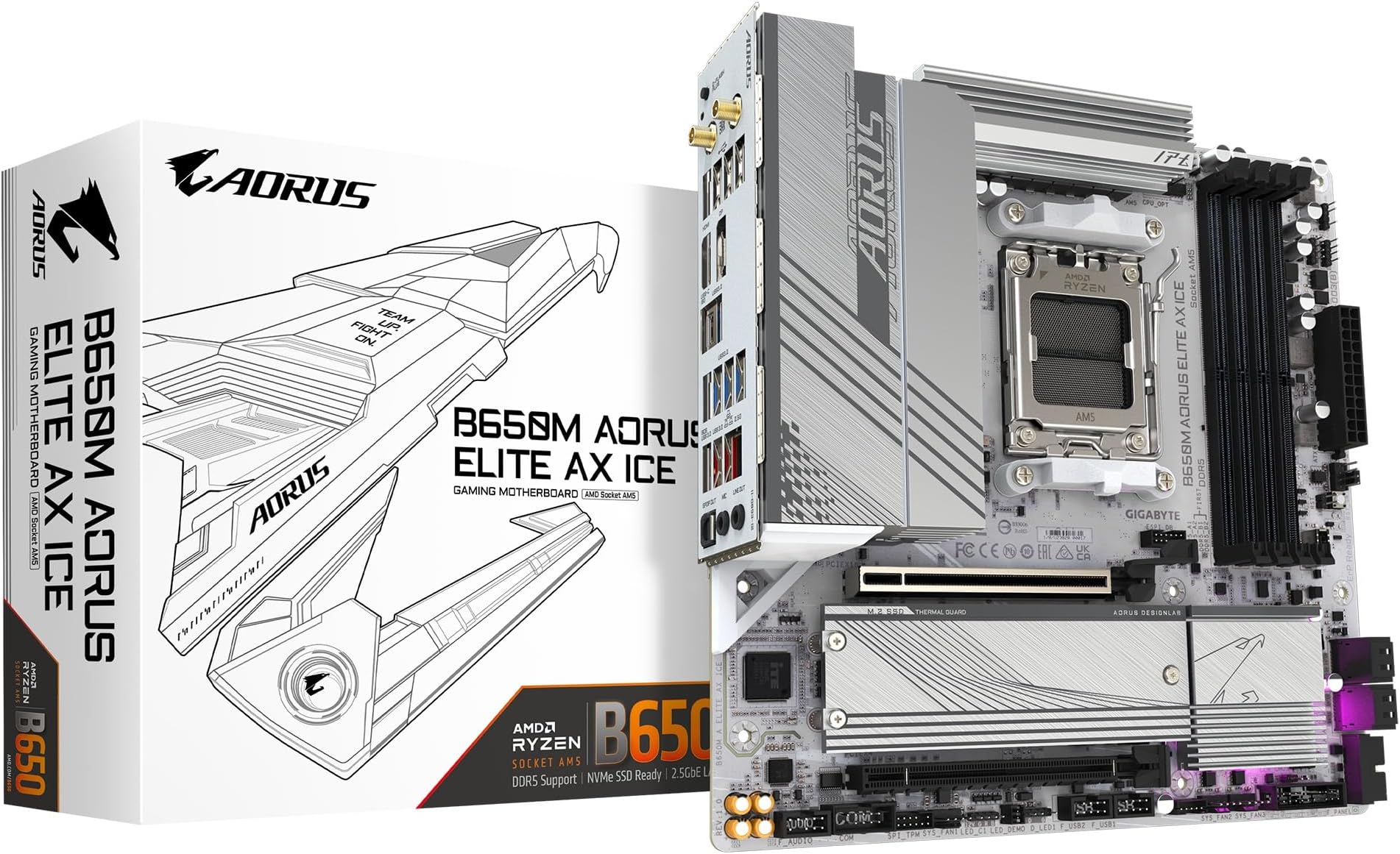 Amazon | GIGABYTE B650M AORUS ELITE AX ICE AMD Ryzen 7000シリーズ対応 Socket AM5 DDR5 ホワイトカラー Micro ...