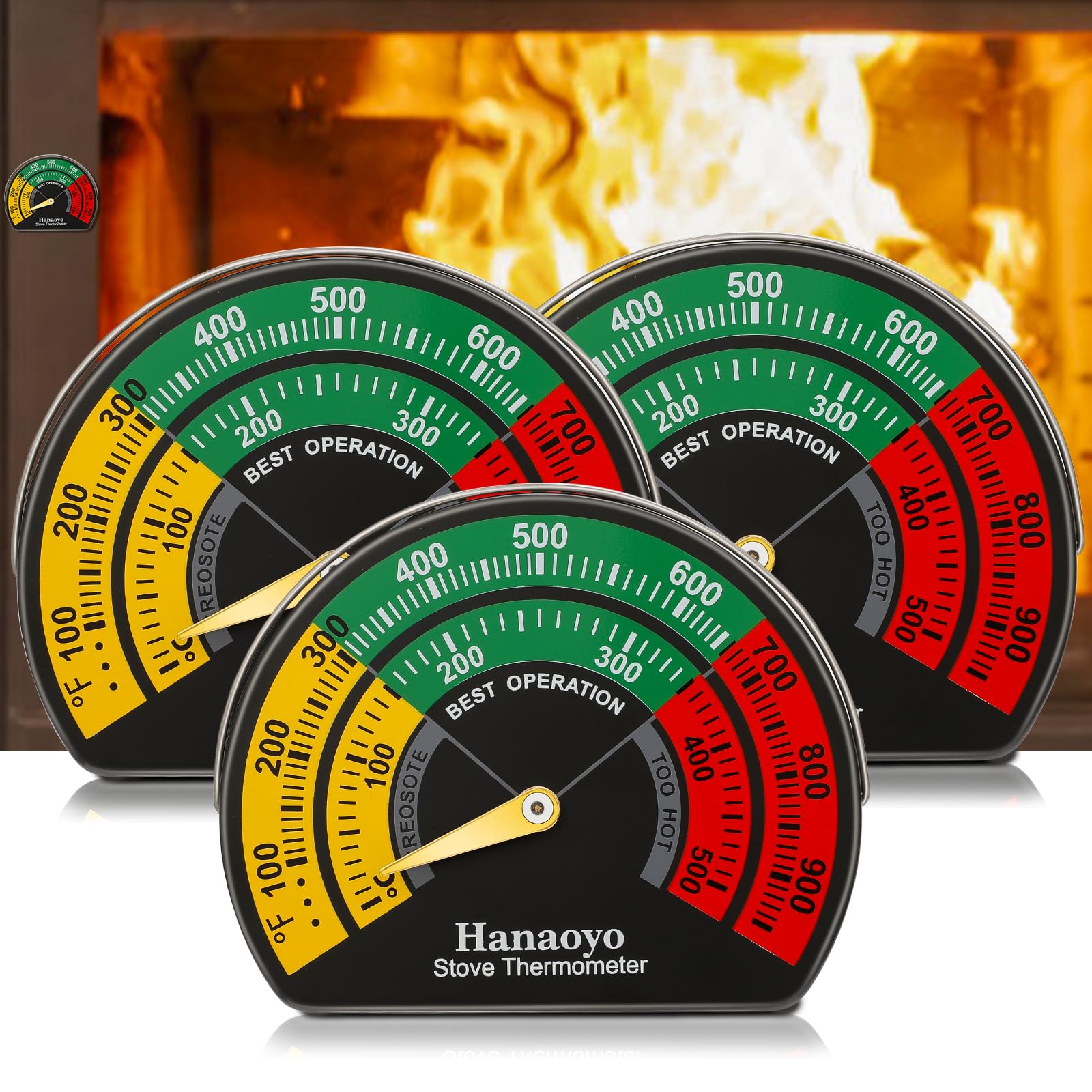 Hanaoyo Wood Stove Thermometer Magnetic Stove Pipe Thermometer with ...