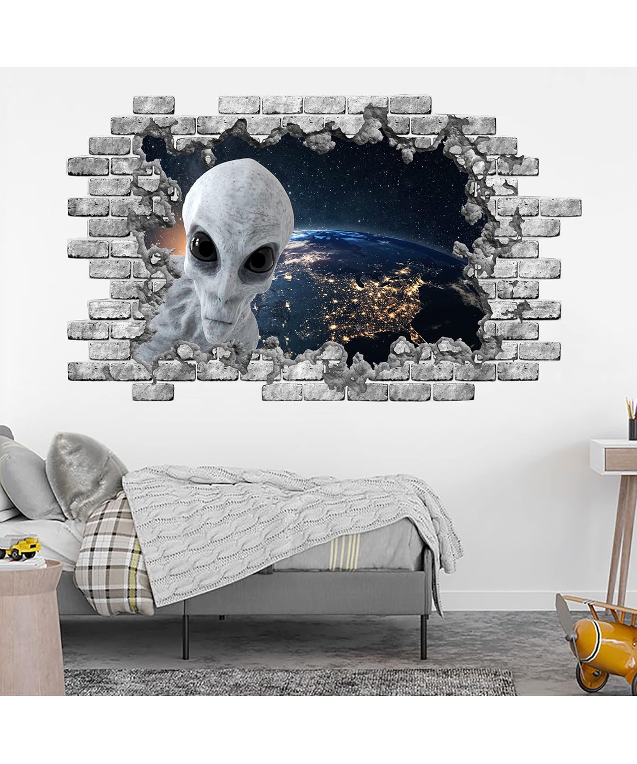 Amazon.com: 3d Alien Space Wall Sticker for Nursery Room, Hole in the ...