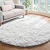 Amazon.com: FlyDOIT White Round Rug for Bedroom, Super Fluffy Circle ...