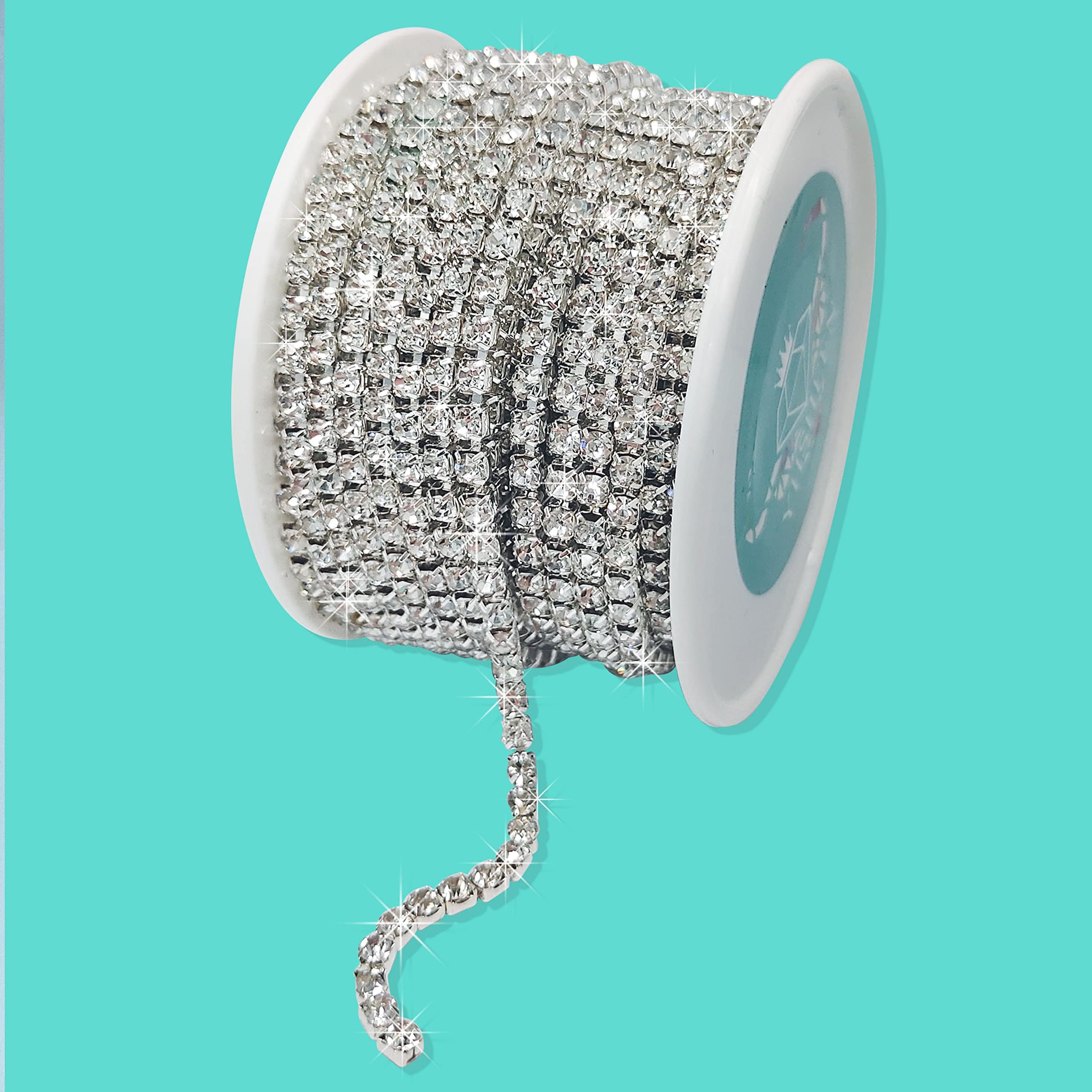 Amazon.com: Shiny 3 Rows Crystal Rhinestone Close Chain with 2.5mm&4mm ...