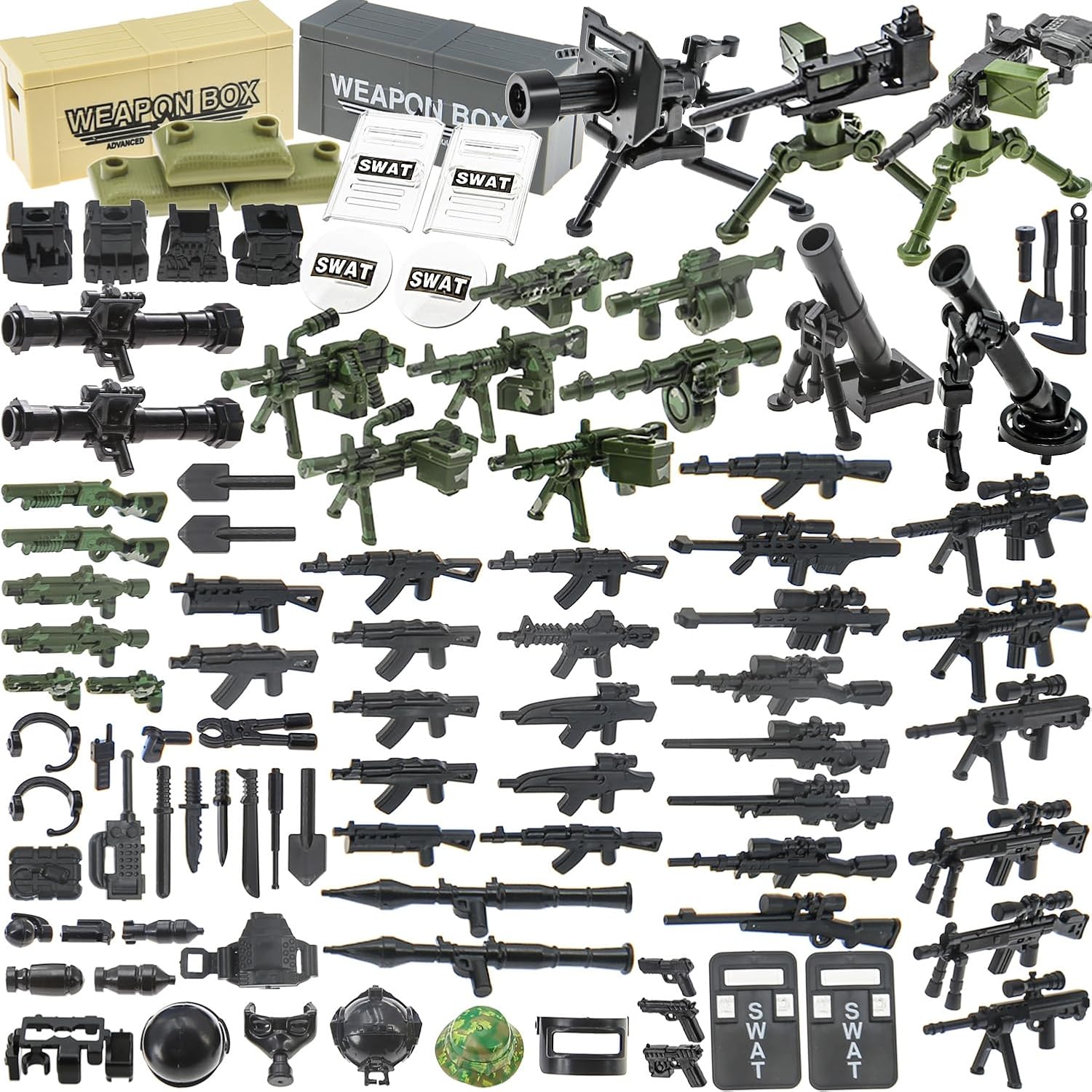 Amazon.com: BrixGenius Army-Weapons 131Pcs War-Mini-Soldier-Figures ...