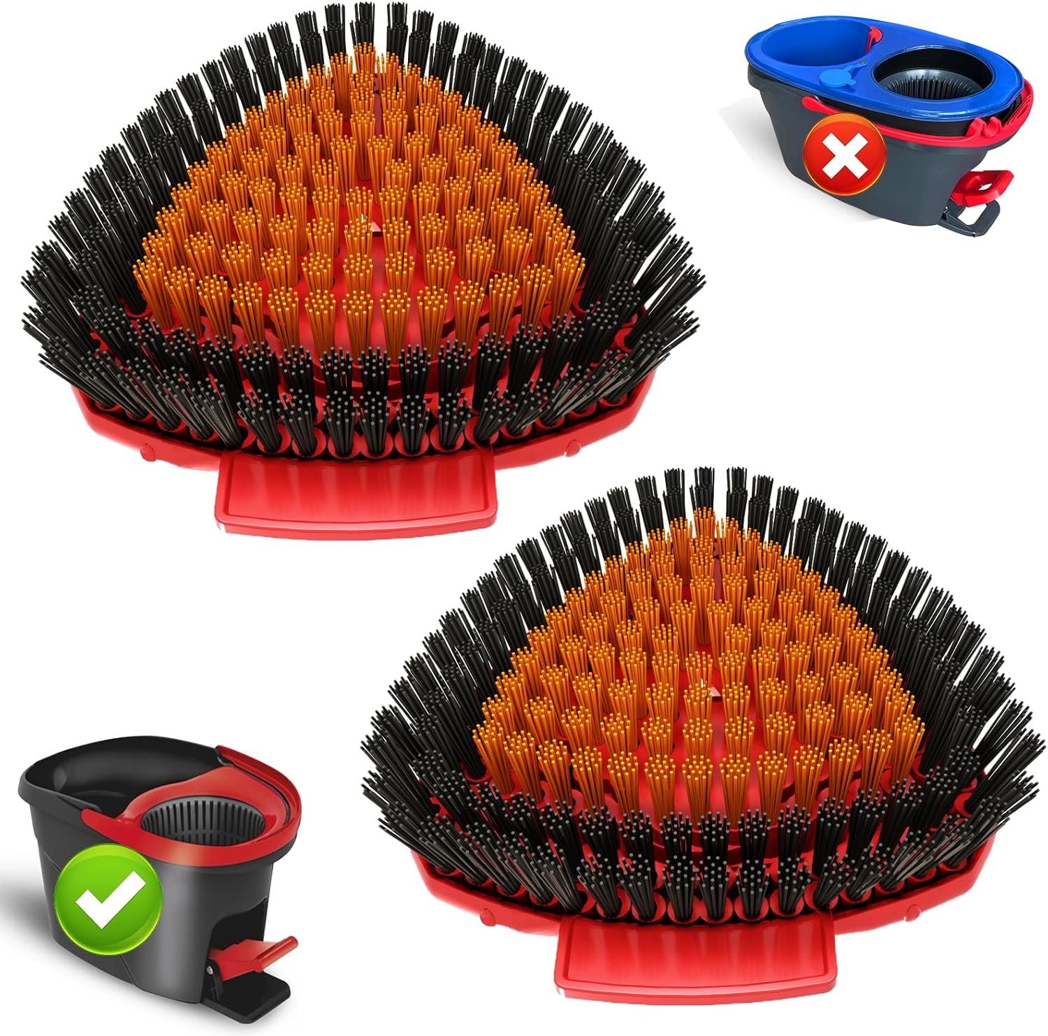 2 Pack Upgraded Replace Scrub Brush Compatible with Vileda Turbo/Ocedar ...
