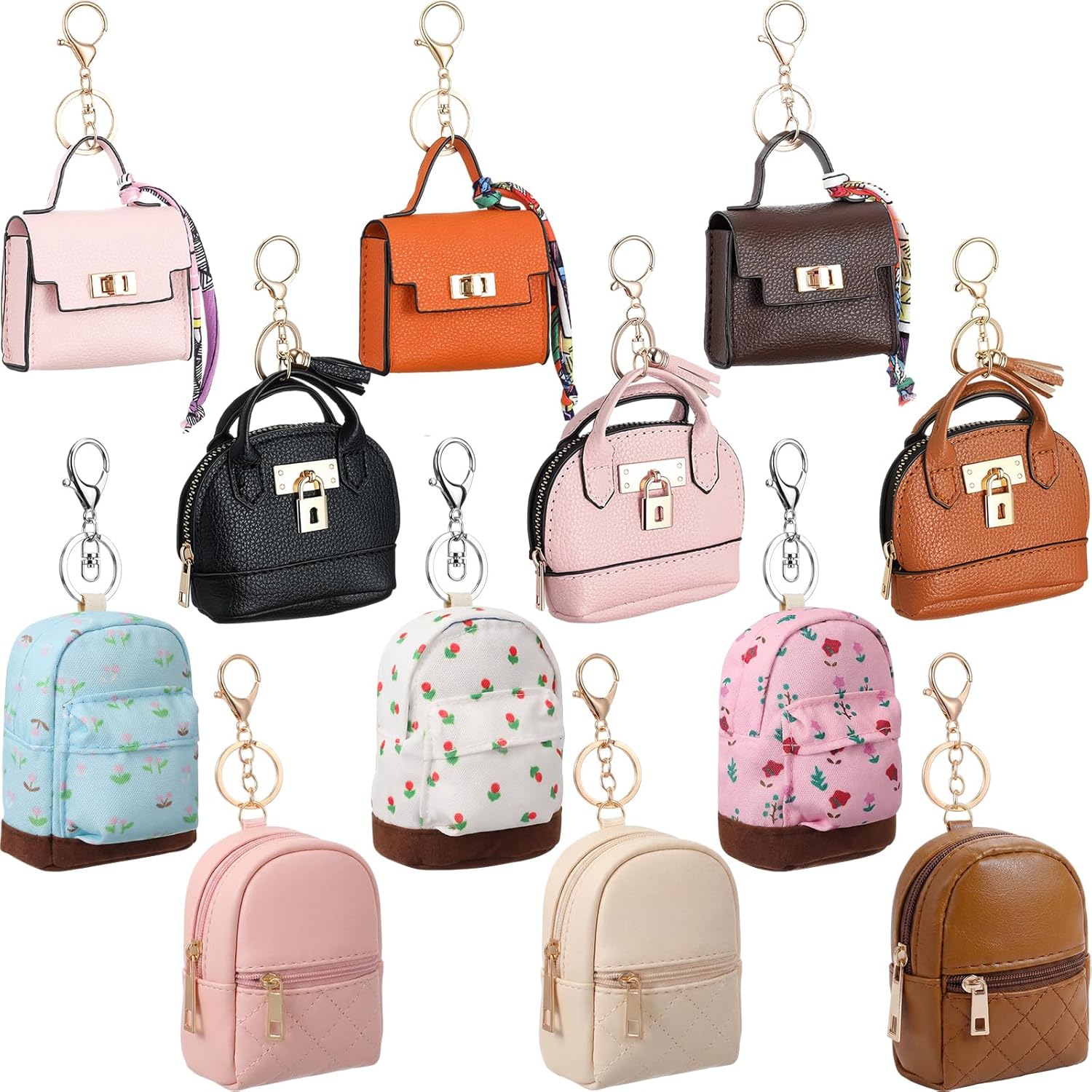 Hsei 12 Pcs Mini Backpack Keychain Small Coin Purses for Women Tiny ...