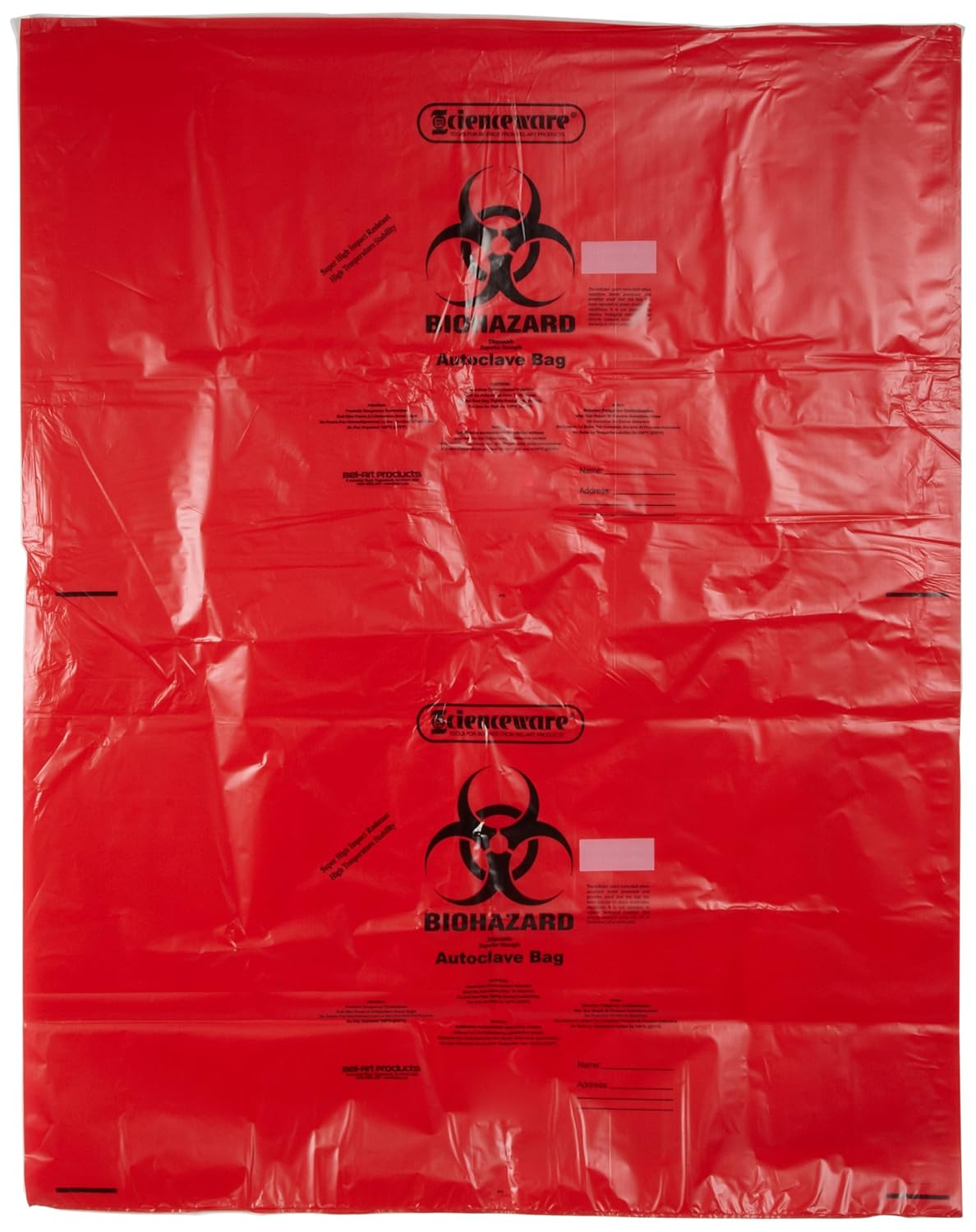 Bel-Art Super Strength Red Biohazard Disposal Bags with Warning Label ...