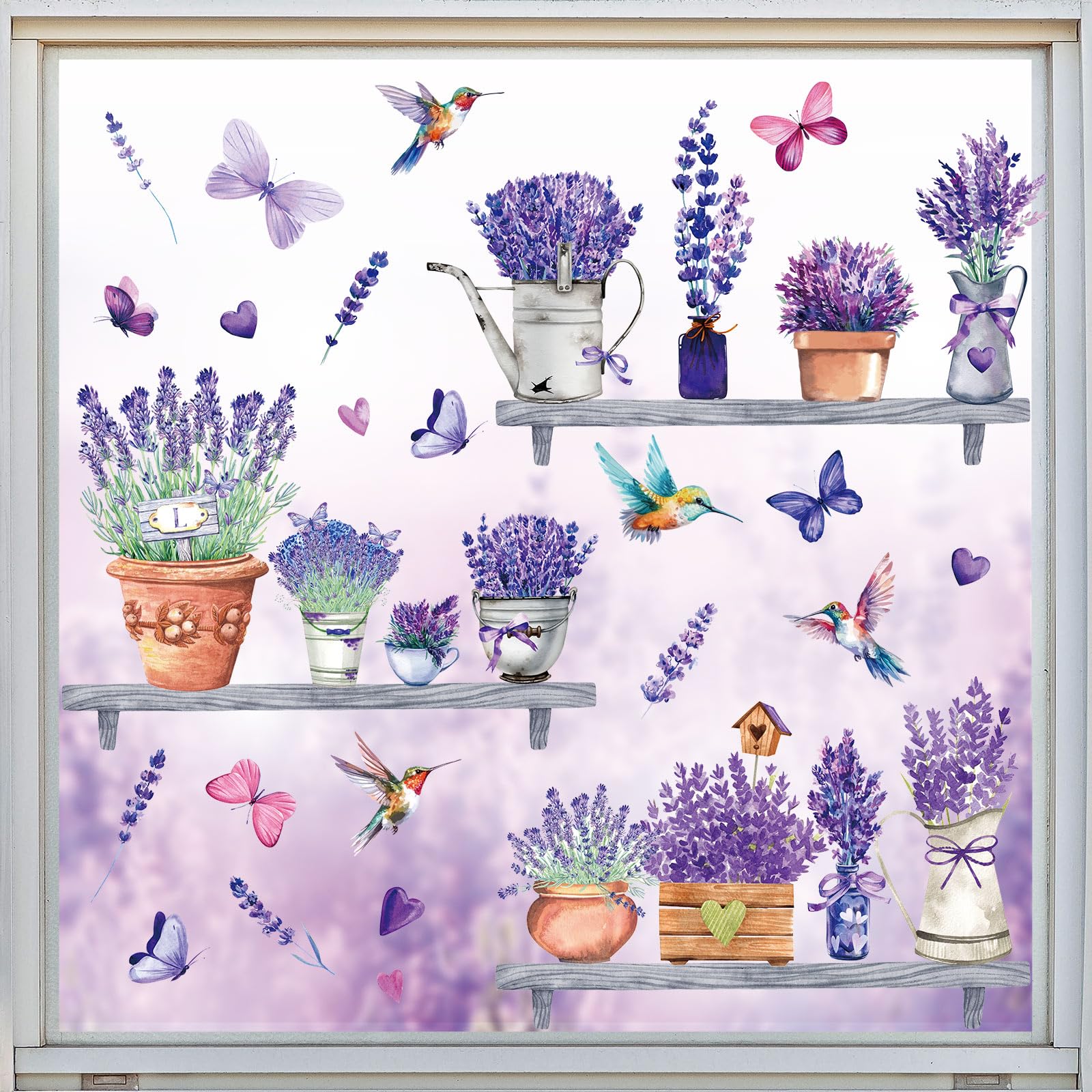 Amazon.com: JarThenaAMCS 9 Sheet Spring Lavender Window Clings ...