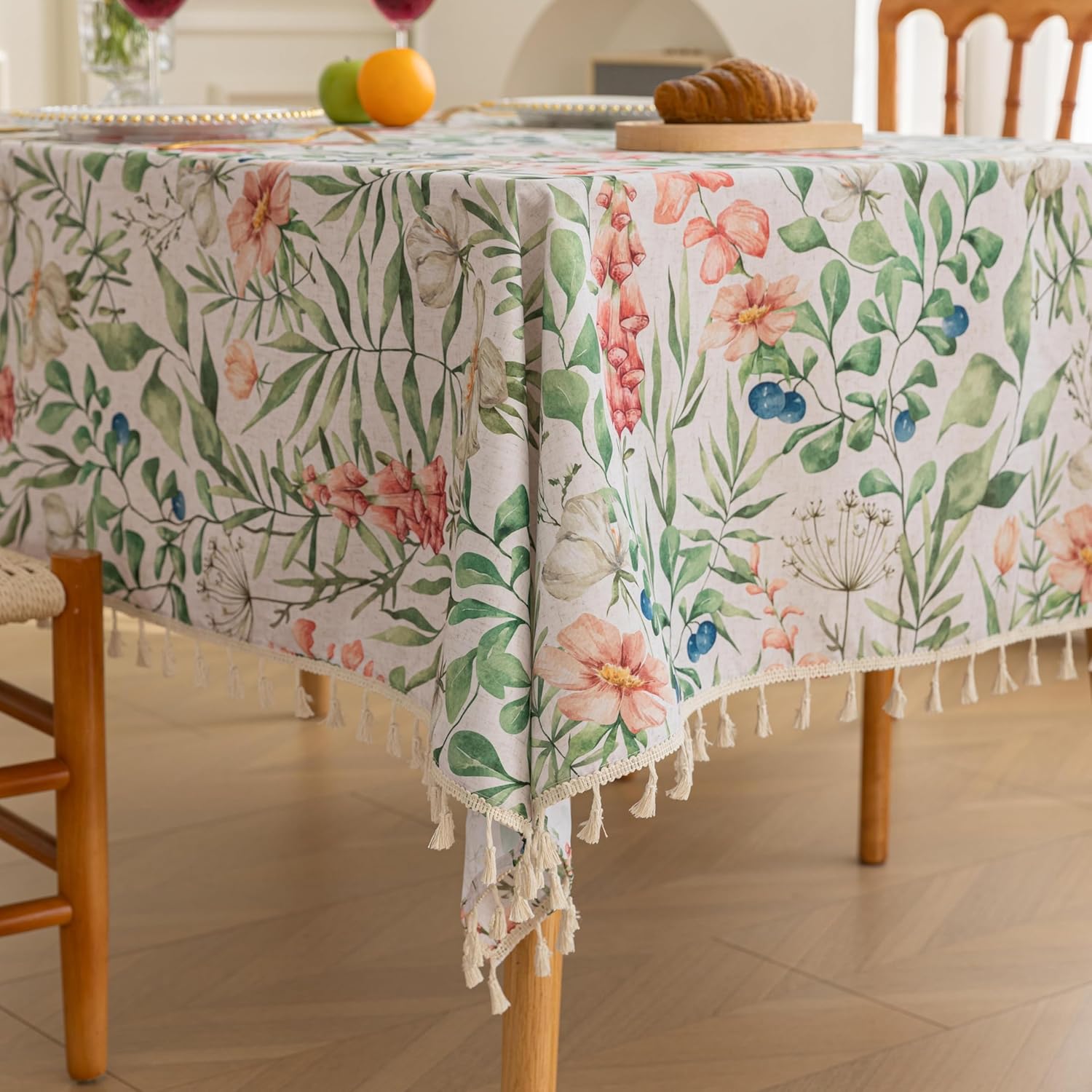 Amazon.com: Erbnaryx Designer Green Tablecloth for Square Tables ...