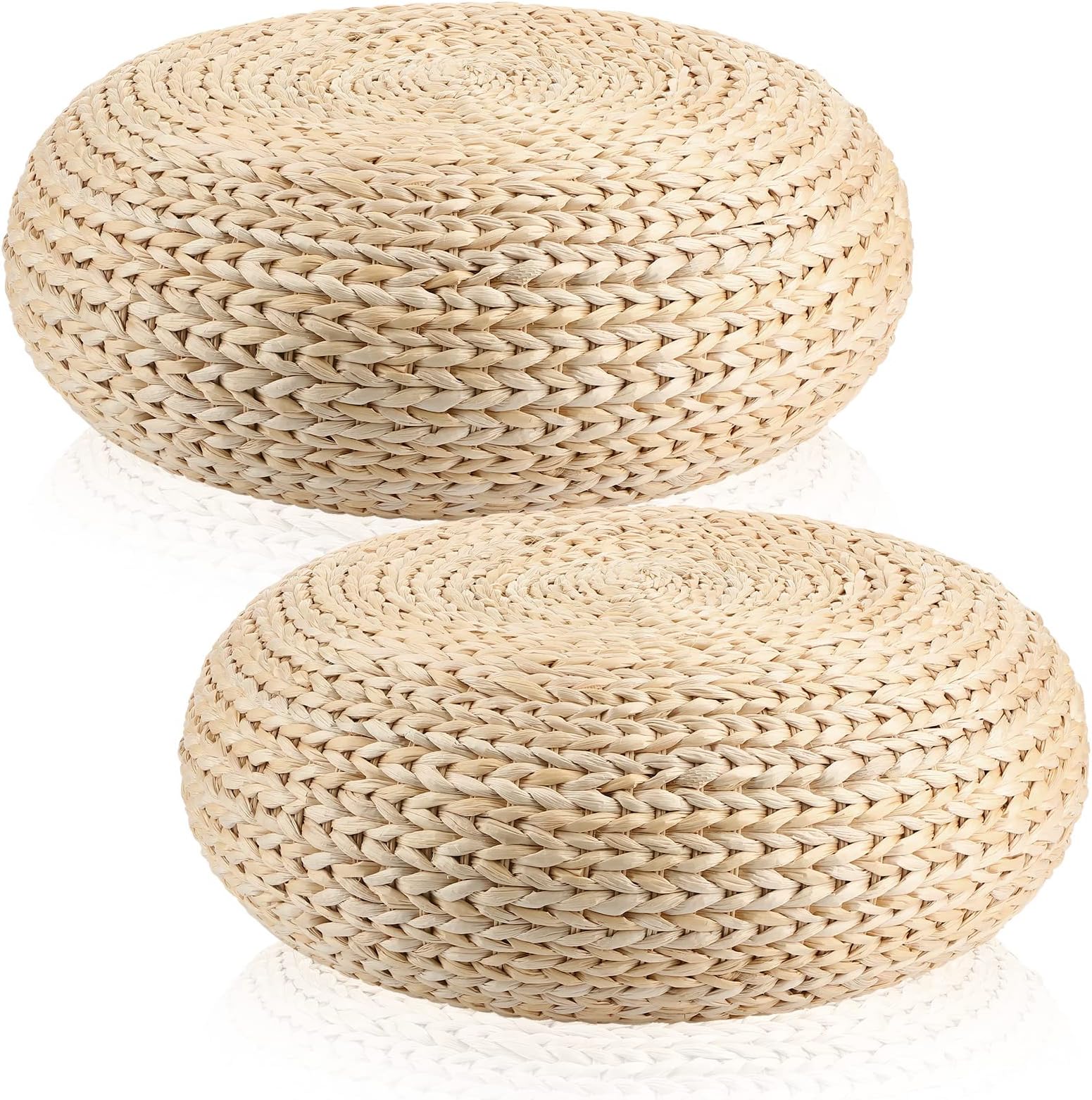 Amazon.com: Sintuff 2 Pieces Boho Ottoman Round Braided Natural Jute ...