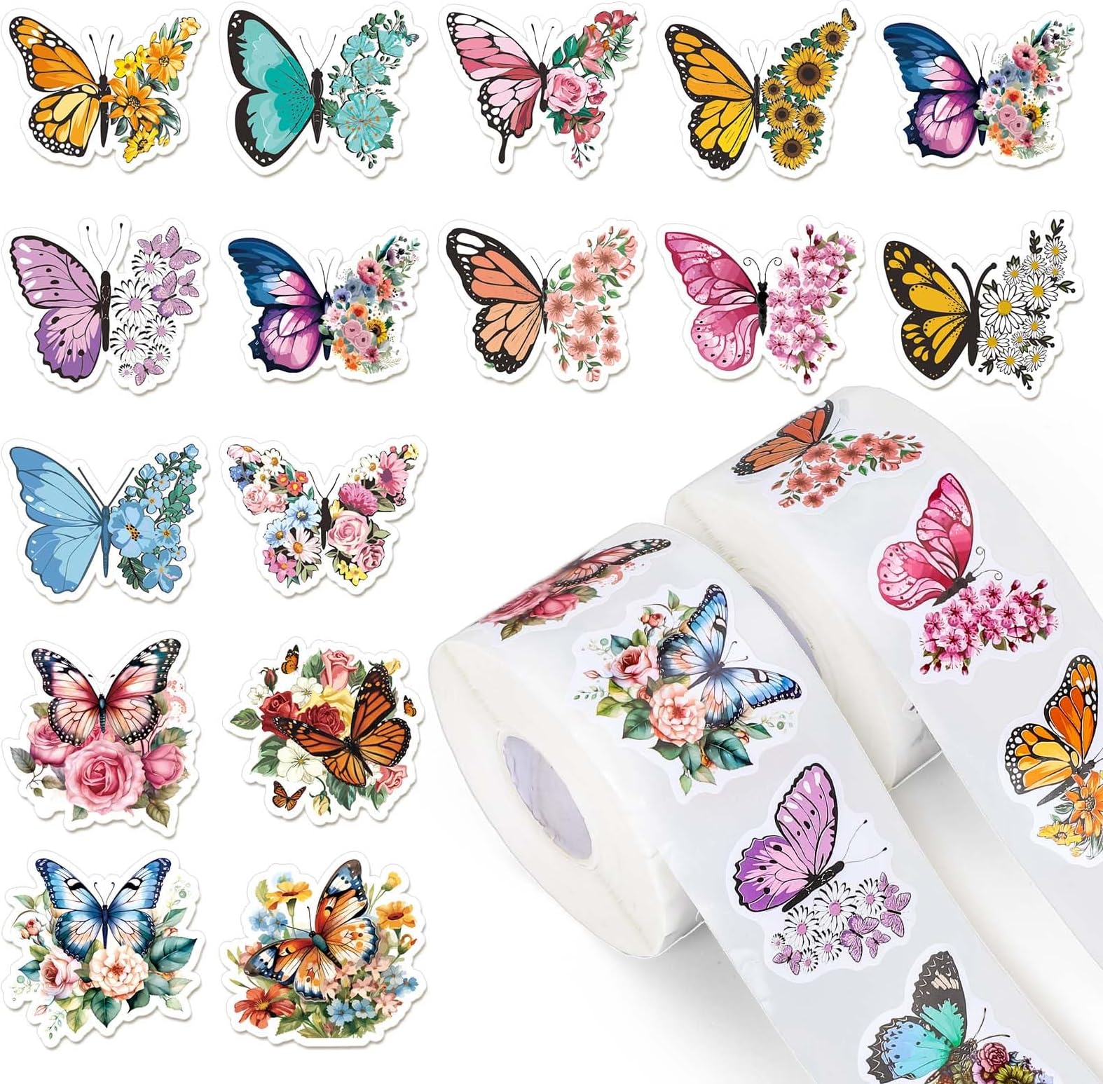 Amazon.com: A1diee Spring Watercolor Flower Stickers Roll - 1000Pcs ...