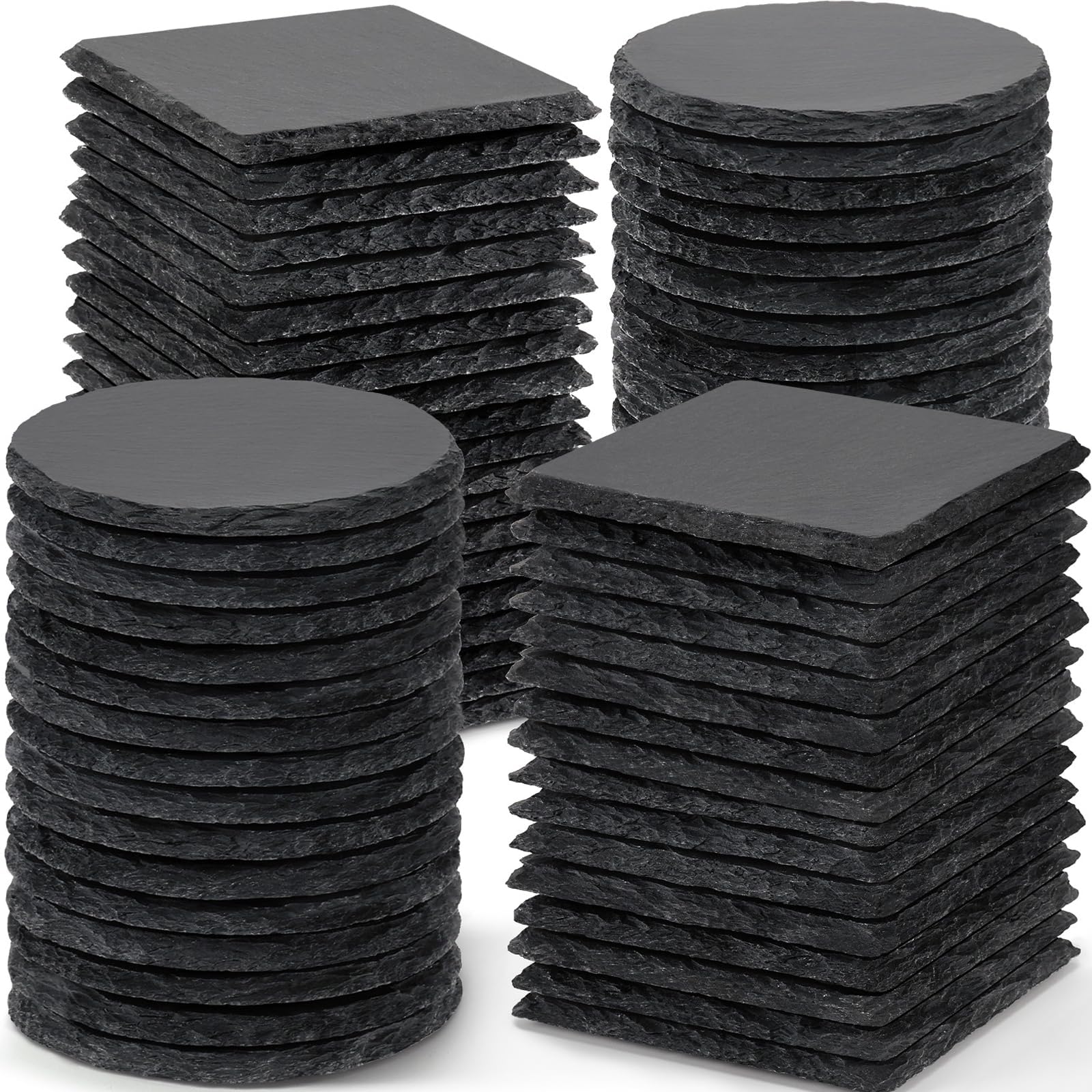 Amazon.com: 48 Pieces Square Round Slate Coasters Bulk, 4 Inch Drink ...
