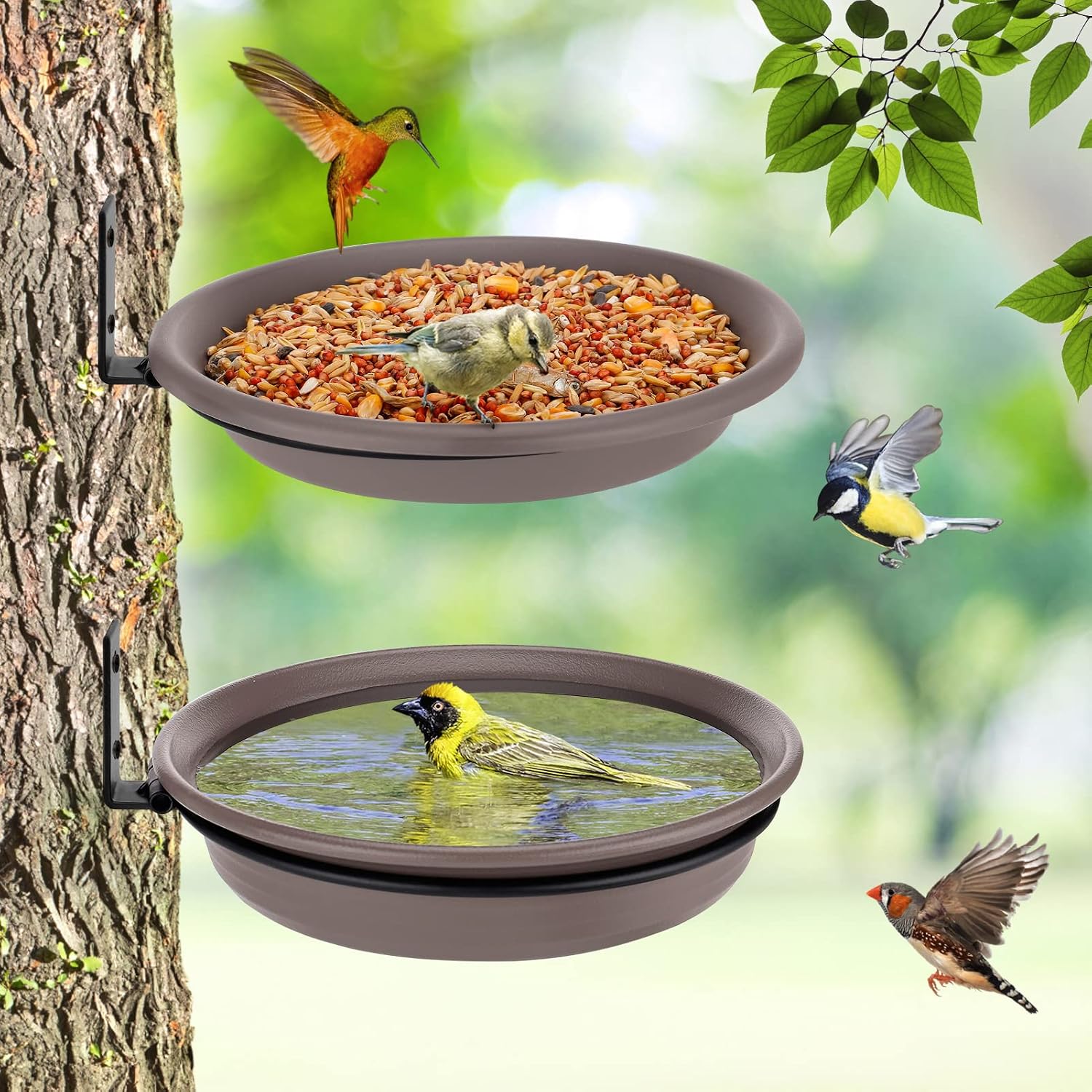 Amazon.com : 2 Bird Trays Tree Mounted for Bird Feeder Bird Bath Bowl ...
