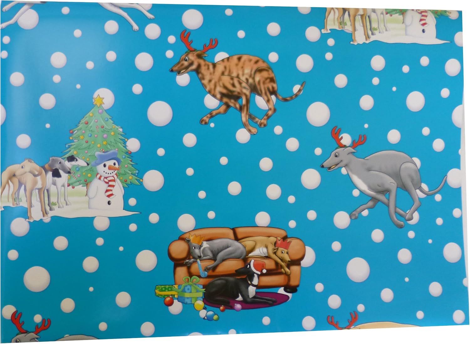 2 sheets of wrapping paper (A1 size) - Christmas greyhounds : Amazon.co ...