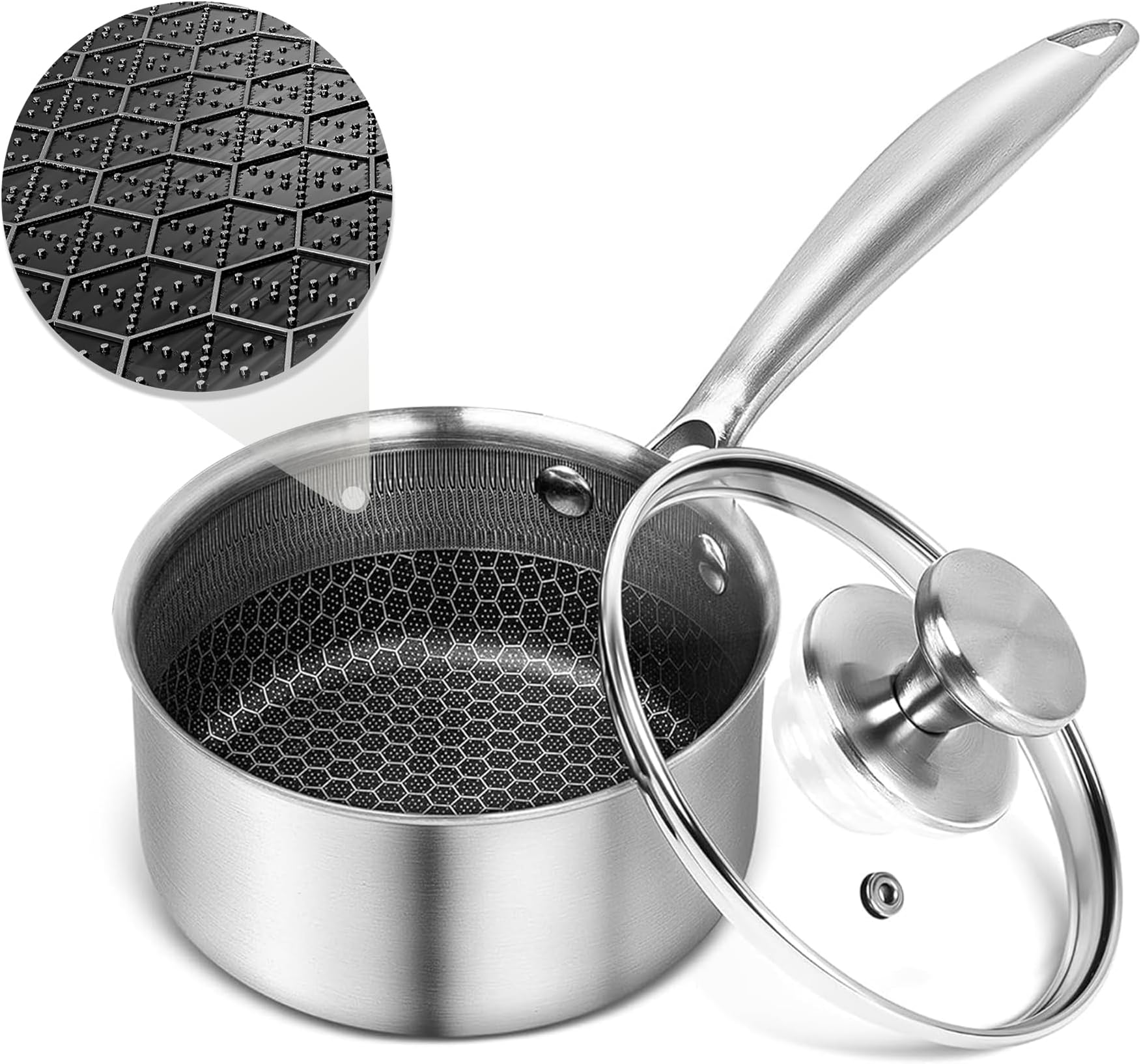 Amazon.com: SHANGSYA Tri-Ply Hybrid Stainless Steel Sauce Pan Sauce Pot ...