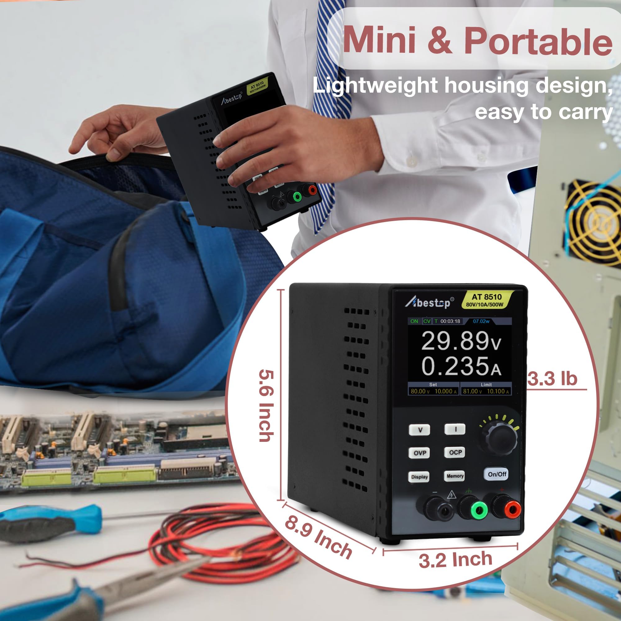 Snapklik.com : DC Power Supply Variable, 80V 10A 500W High Output DC ...