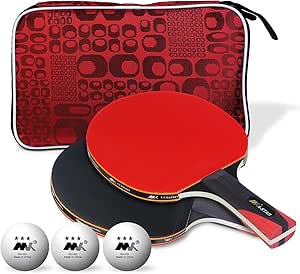 Yebicola Set of 2 Ping Pong Paddles with 3 Balls, Table Tennis Paddle ...