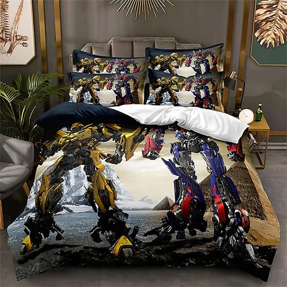 Amazon.com: LUCIHZ Kids Transformers Duvet Cover Set 3 Pieces Bumblebee ...