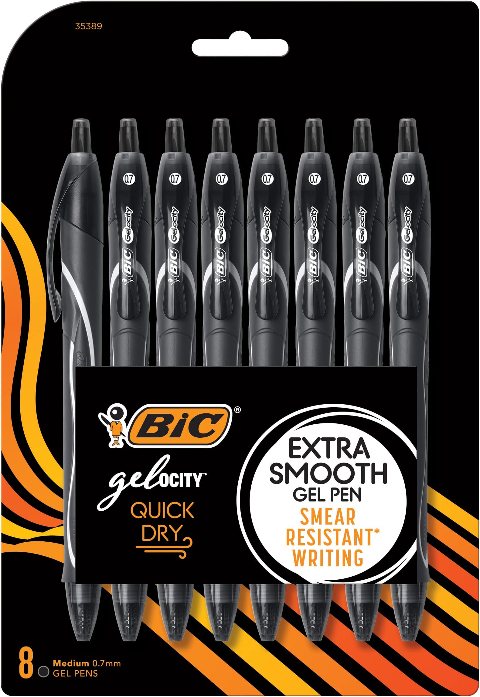 BIC Gelocity Quick Dry Black Gel Pens, Medium Point (0.7mm), 8-Count ...