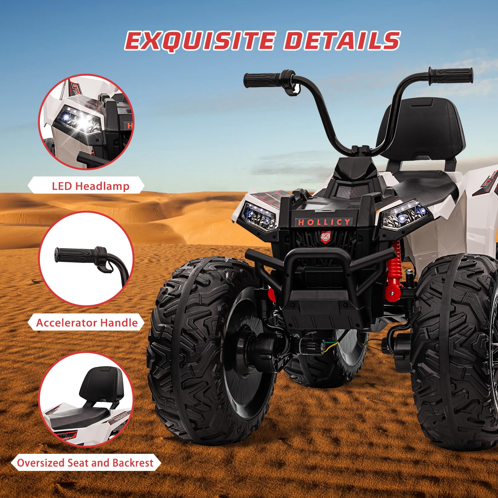 Kids ATV, GAOMON 24V Ride on Car 4WD Quad Electric Vehicle, 4x80W ...