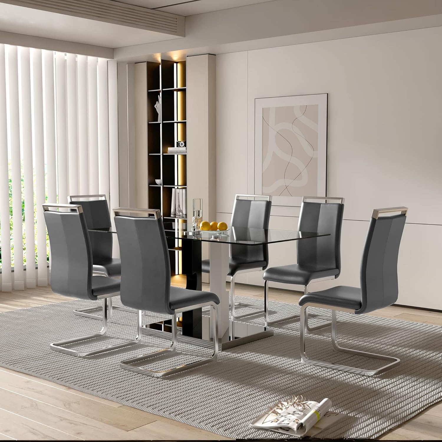 Amazon.com - Pvillez Glass Dining Table Set for 6 - Modern Kitchen ...