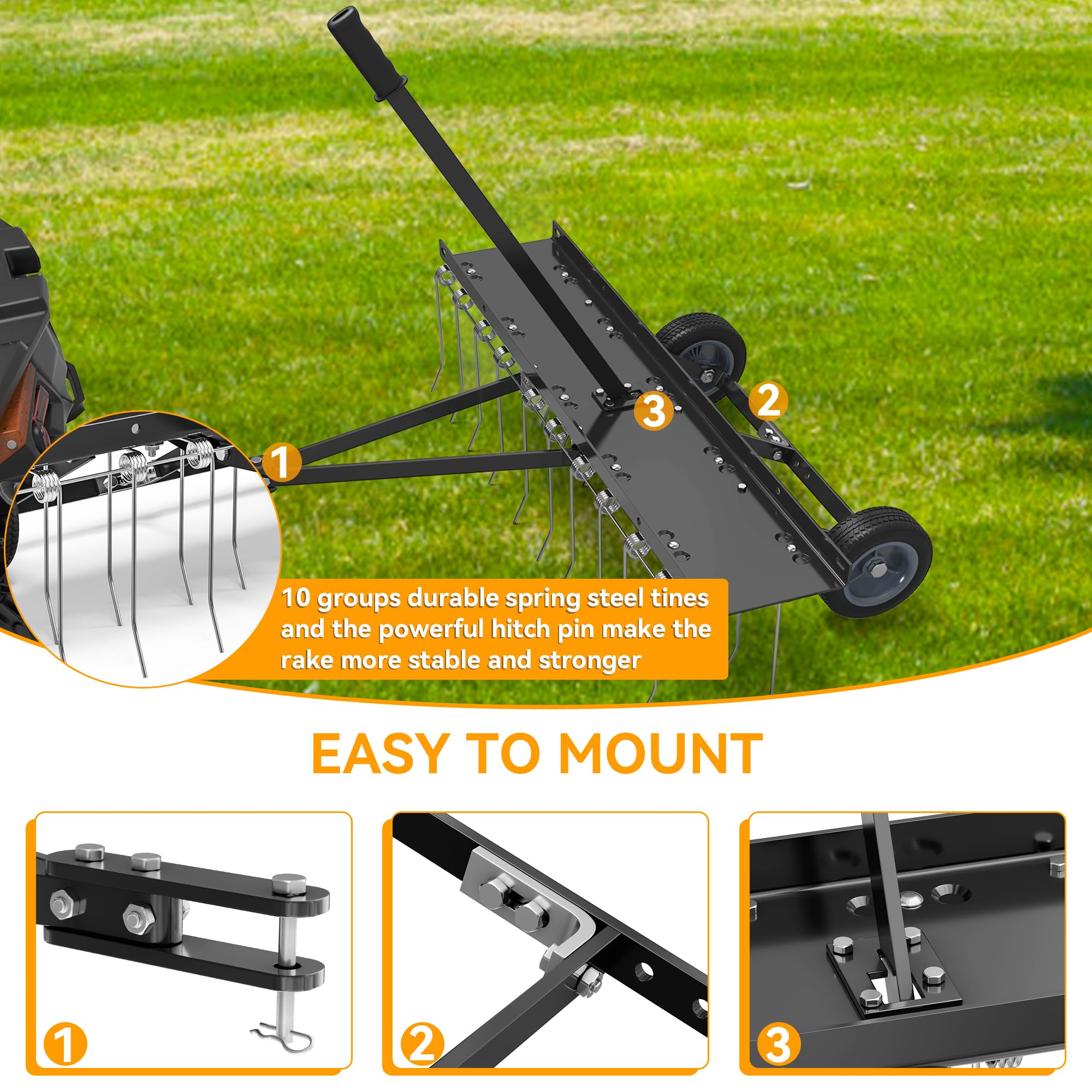 Snapklik.com : YINTATECH 40in Tow Behind Dethatcher