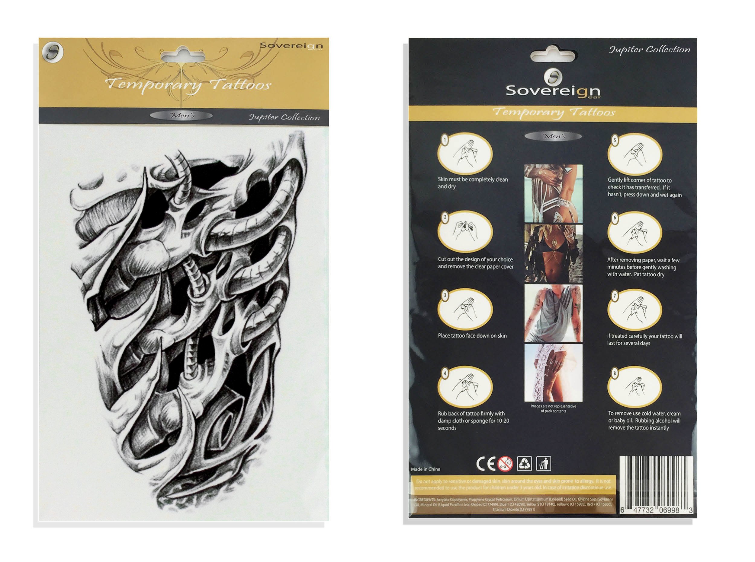 Temporary Tattoos For Men Guys Boys & Teens (8 Large Sheets) - Fake ...