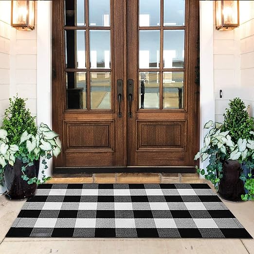 Amazon.com: KaHouen Cotton Buffalo Check Rug 27.5 x 43 Inches, Buffalo ...