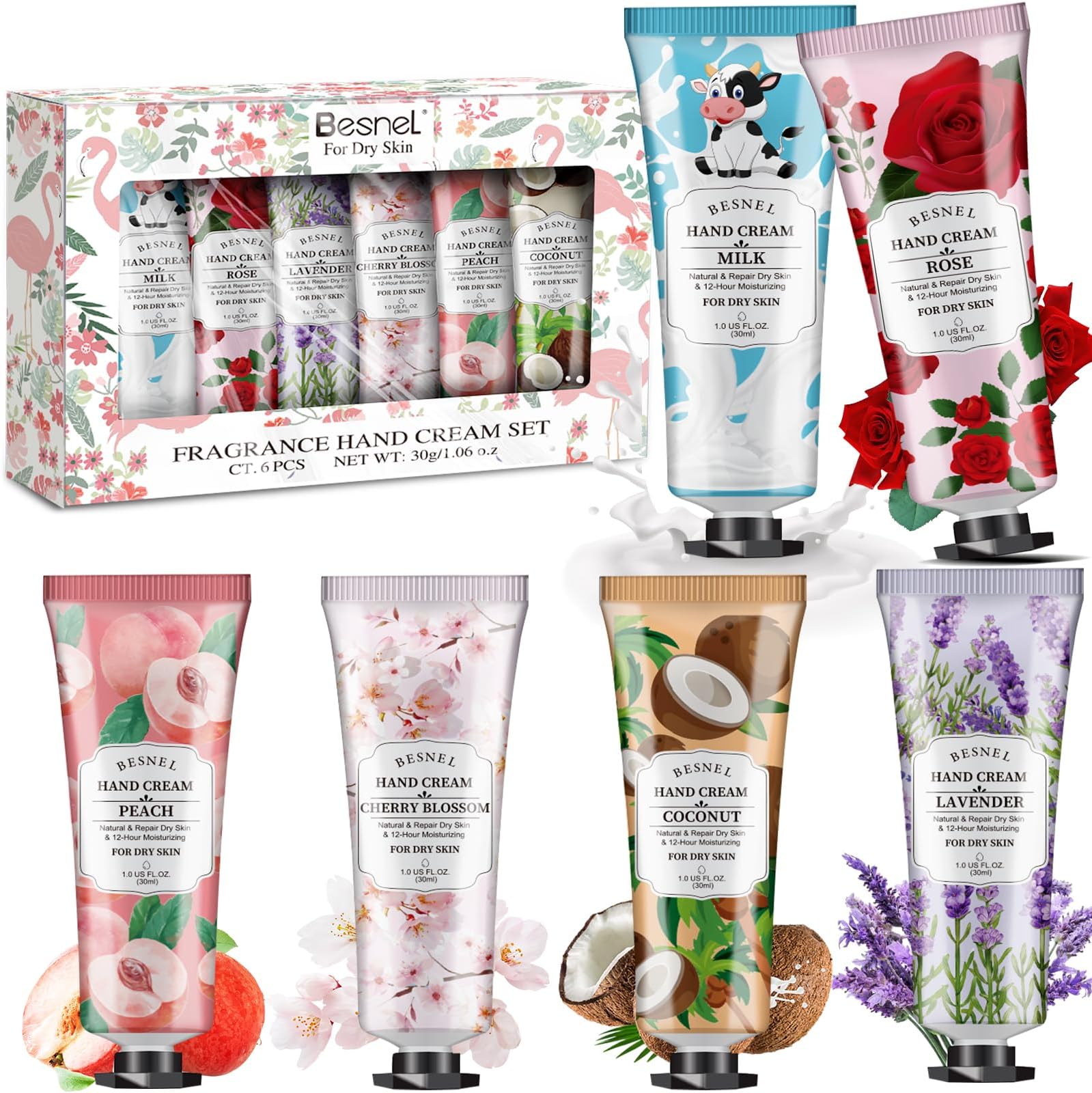 Amazon.com : BESNEL 6 Pack Plant Fragrance Hand Cream, Moisturizing ...