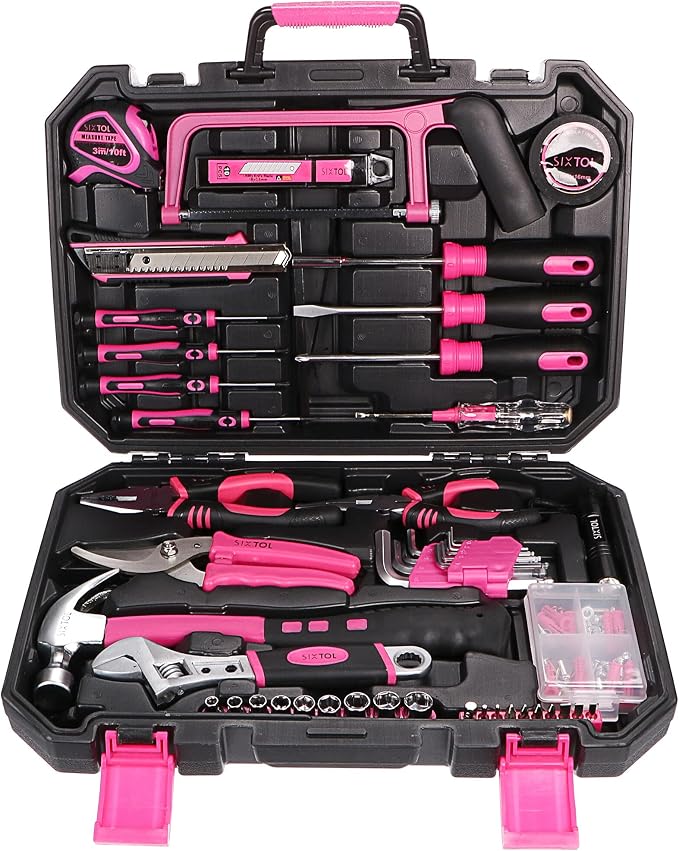 SIXTOL Home Pink 128 Piece Tool Set in a Tool Box : Amazon.co.uk: DIY ...