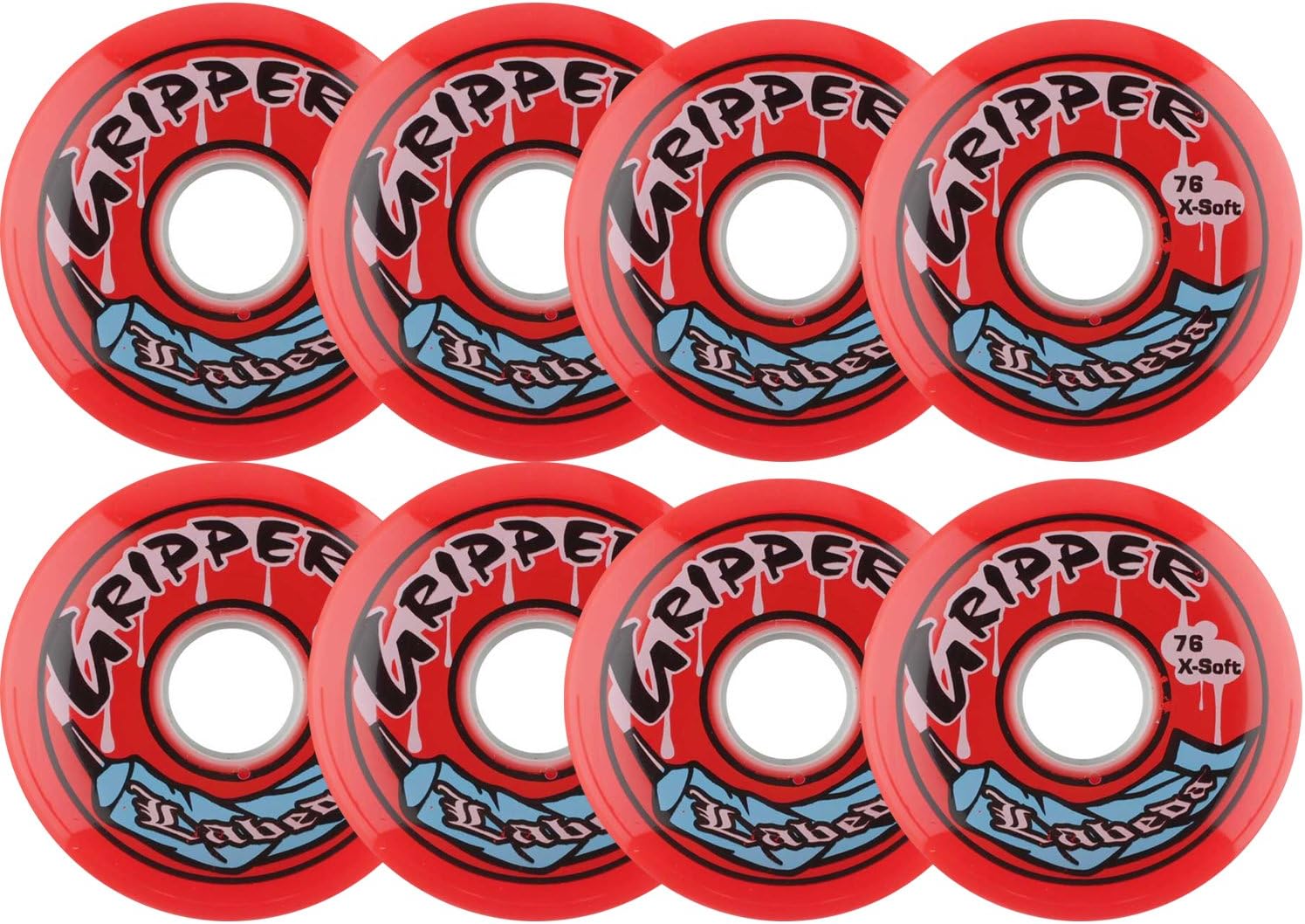 Labeda Wheels 80mm /76mm Hilo Gripper Red X-Soft Inline Indoor Roller ...