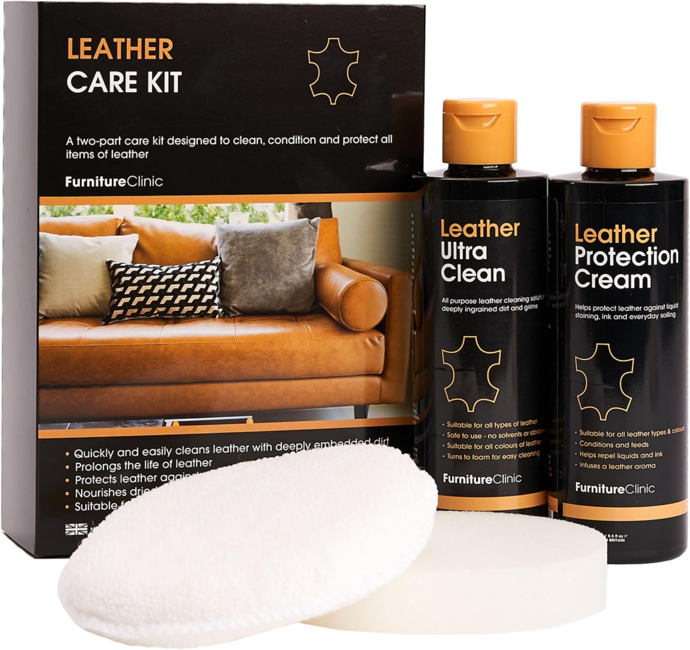 Furniture Clinic Leather Furniture Care Kit - Premium Cleaning Kit for ...