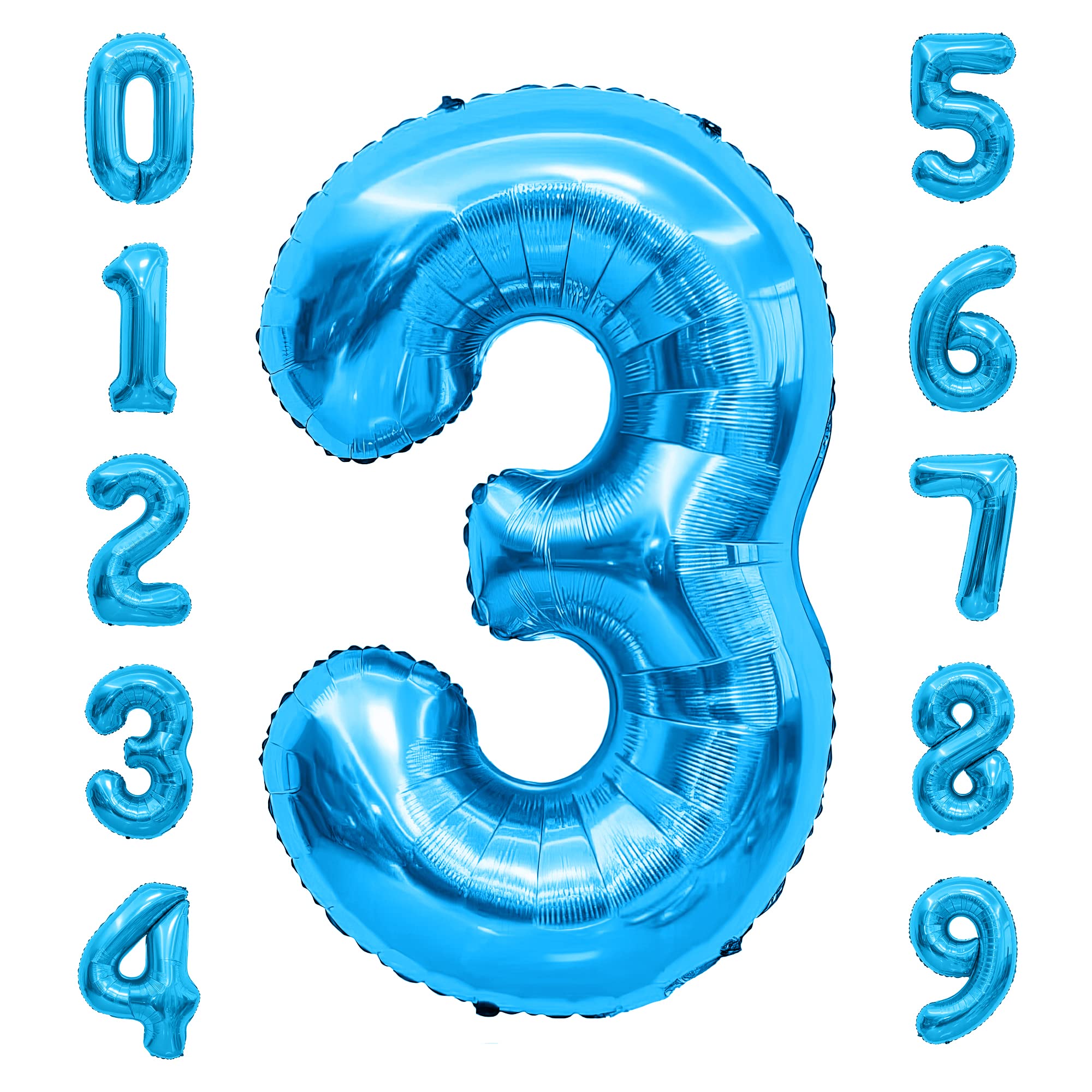 Amazon.com: Number Balloon 40 Inch, Blue Number Balloons, Number 3 ...
