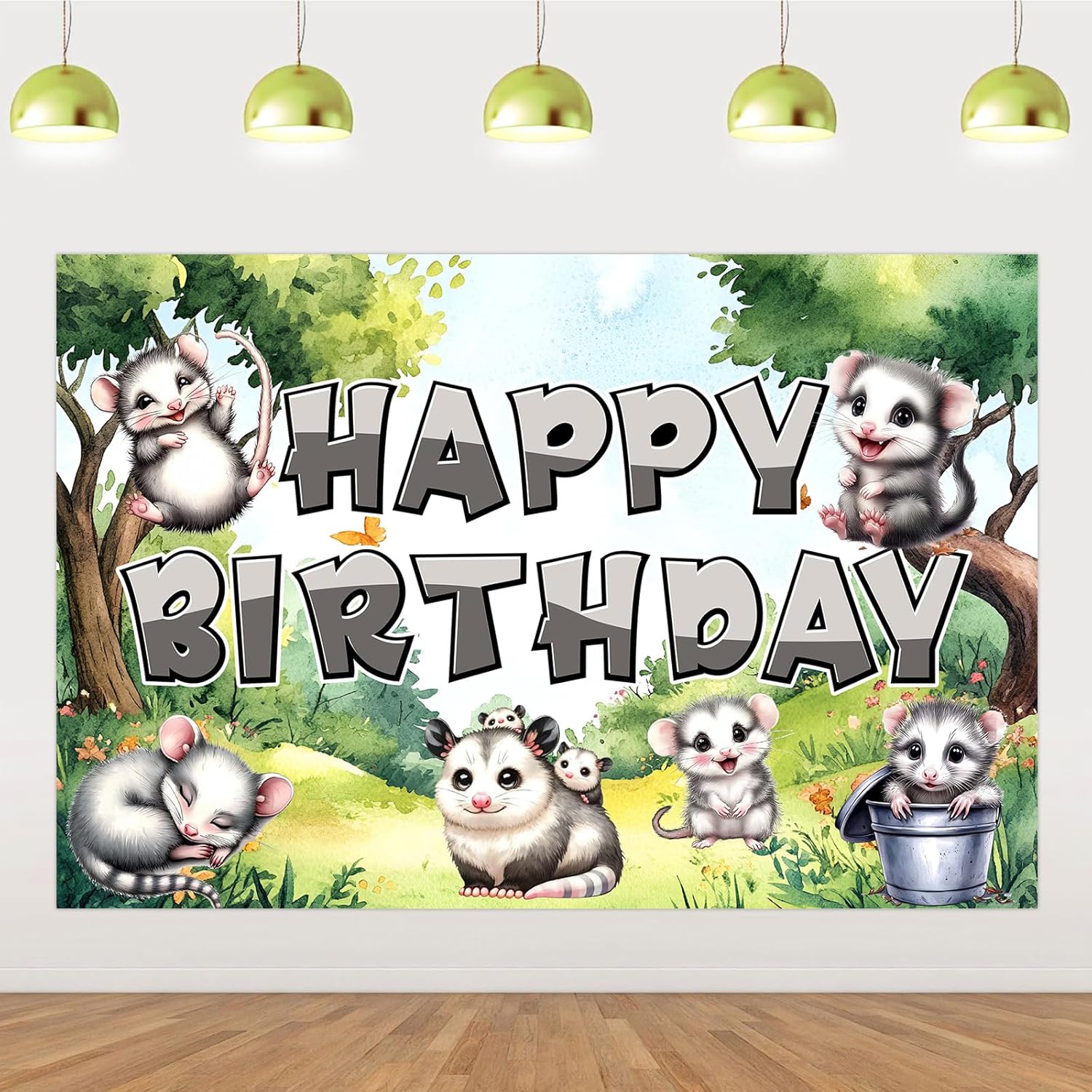 Amazon.com : Opossum Party Decorations Funny Opossum Backdrop Forest ...