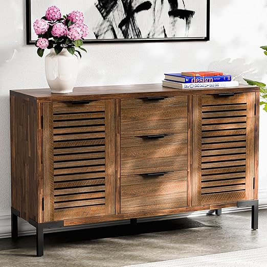 Amazon.com: Bme Millie Premium Solid Wood Sideboard Storage Cabinet ...