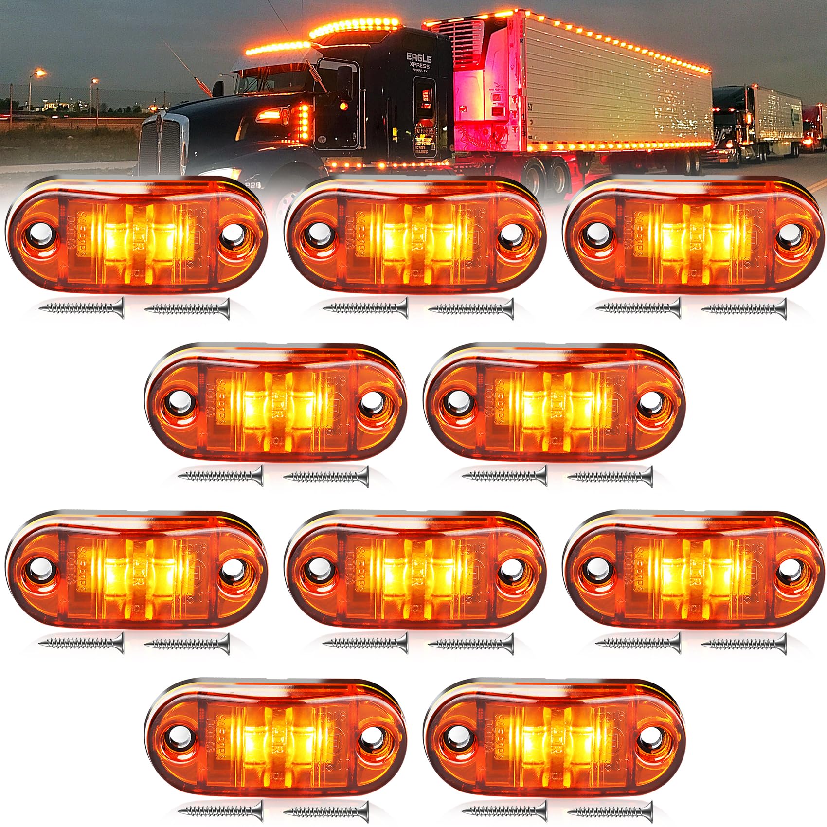 Amazon.com: 10 PCS 2.5 inch LED Trailer Marker Lights with Screws ...