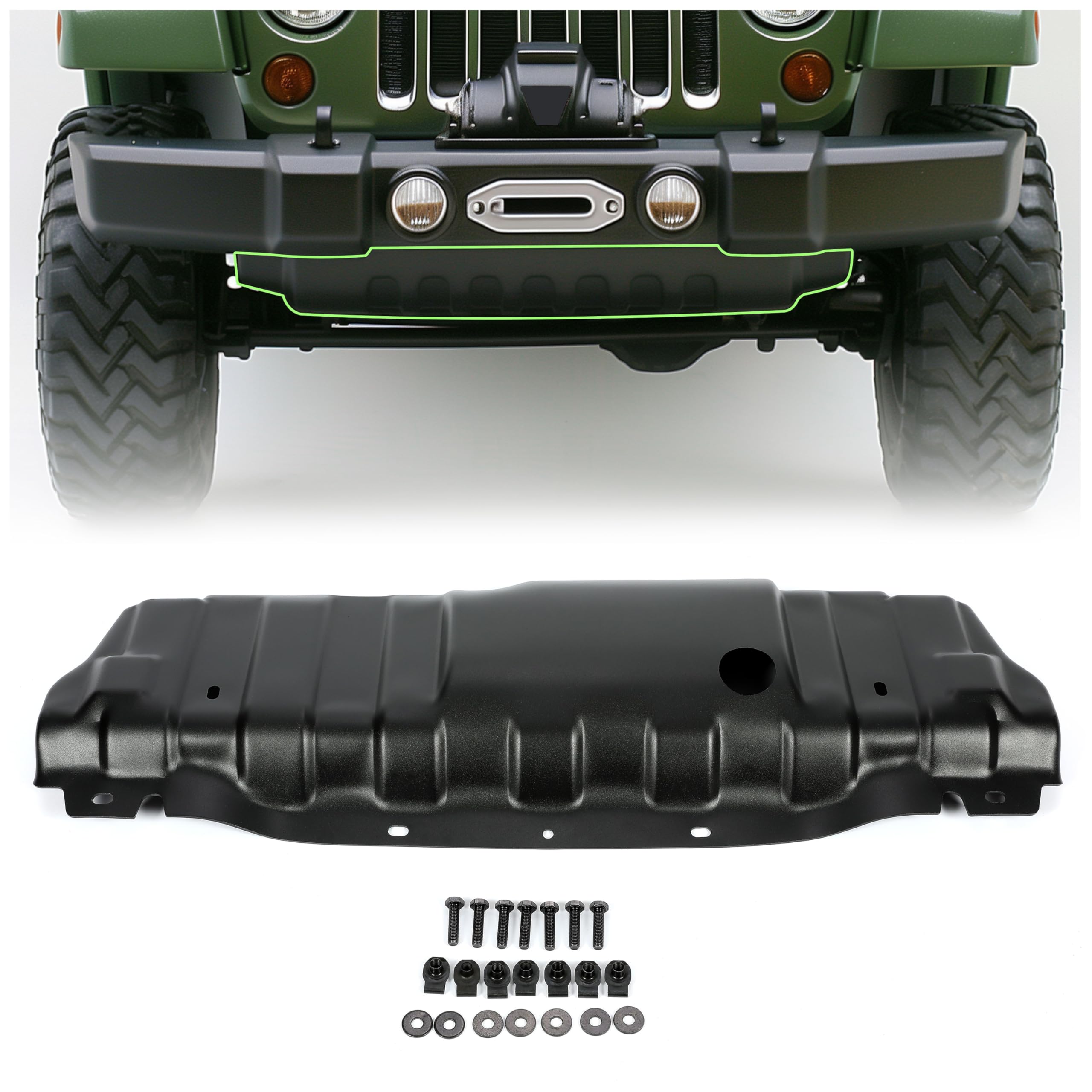 Amazon.com: KUAFU Front Bumper Skid Plate Compatible with 2007-2018 ...