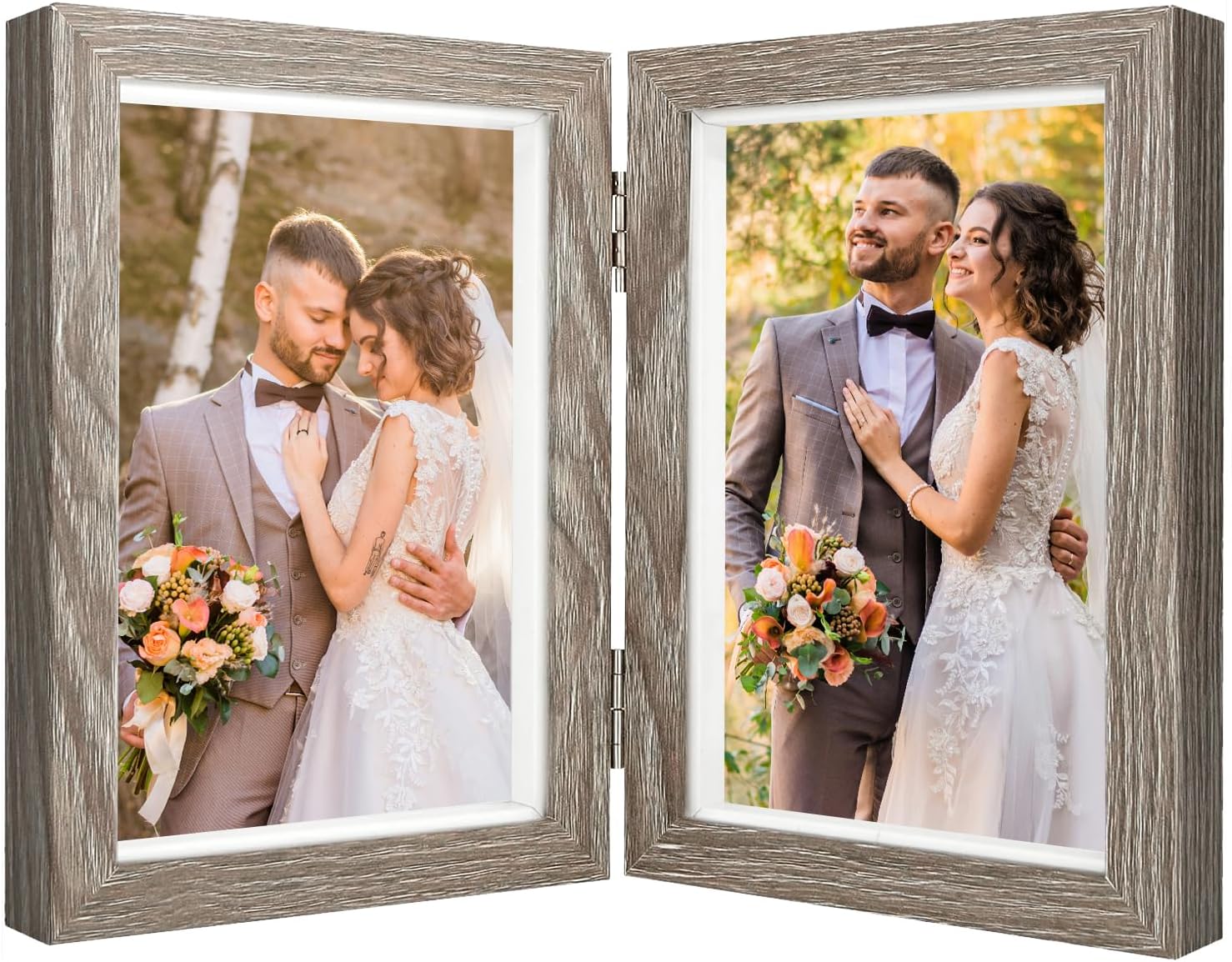 Amazon.com - SAREAL Double Photo Frames, 4x6 Hinged Folding Wood ...