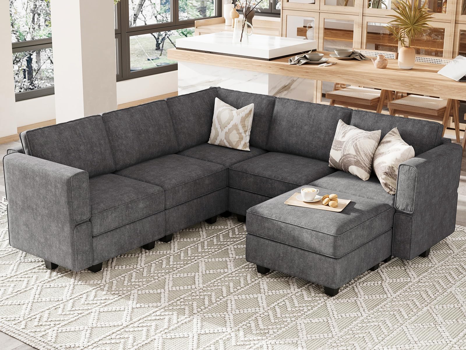 Amazon.com: Belffin Polyester Weave Fabric Modular Sectional Sofa ...