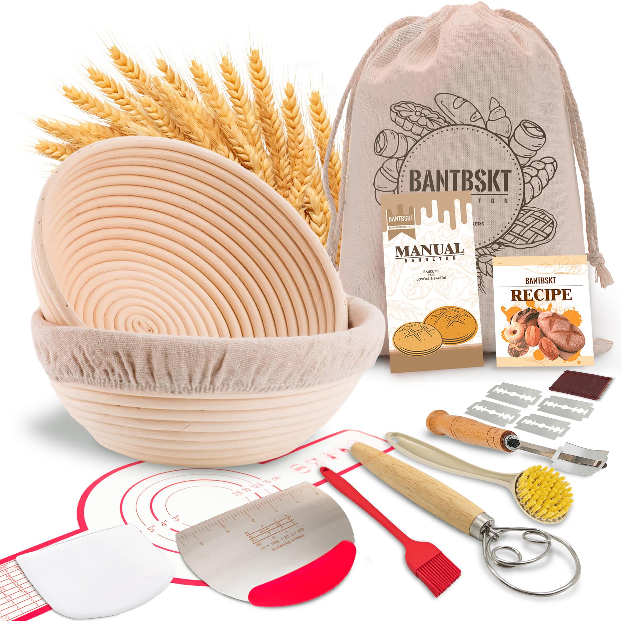 Amazon.com: Sourdough Bread Baking Supplies, 9 inch & 10 inch Round ...