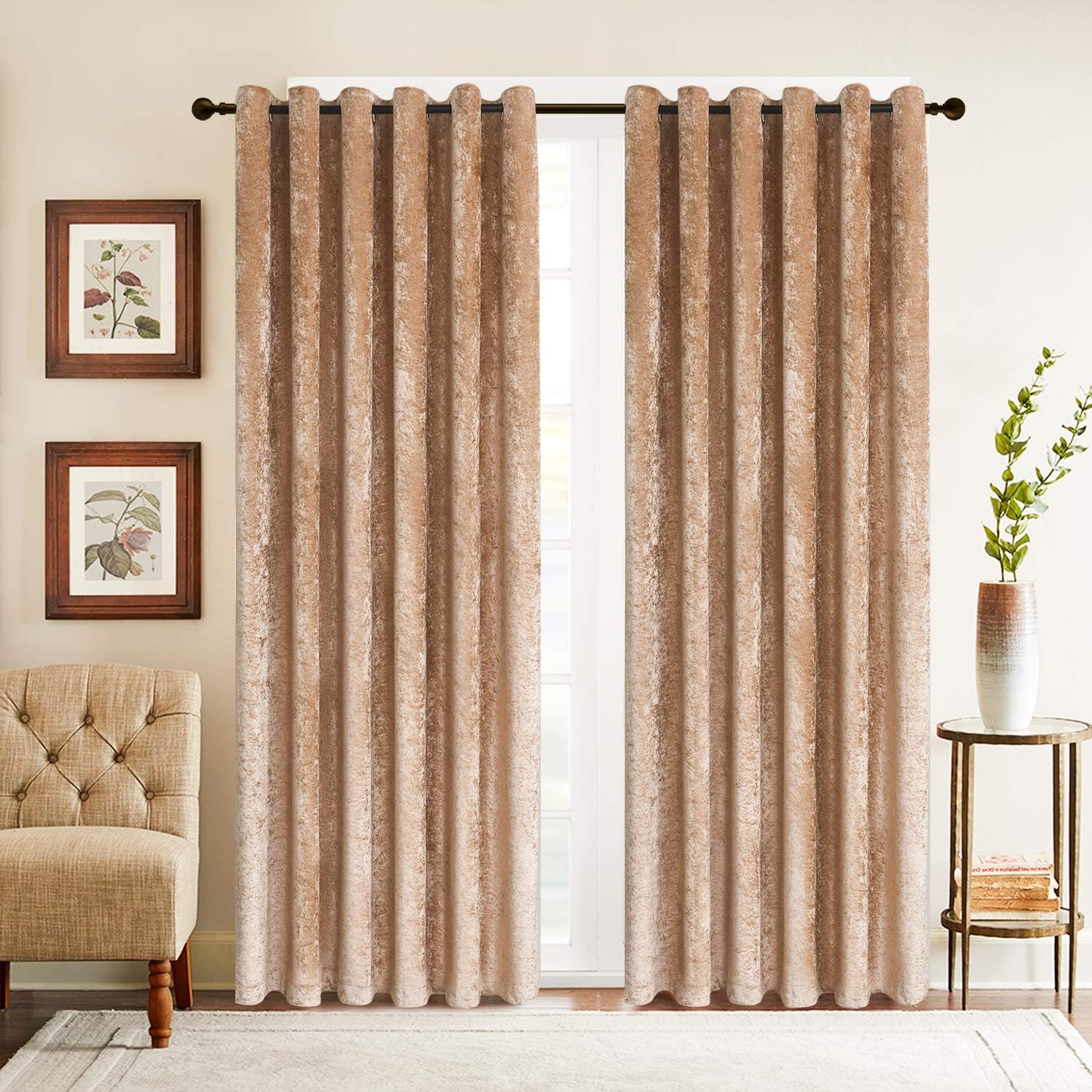 Sienna Crushed Velvet Eyelet Ring Top Pair of Fully Lined Curtains ...