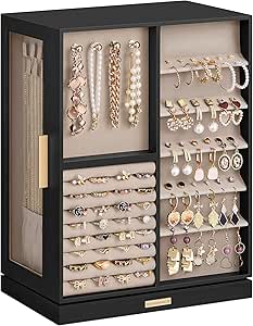 Amazon.com: SONGMICS Jewelry Box 360° Rotating, Jewelry Storage Case ...