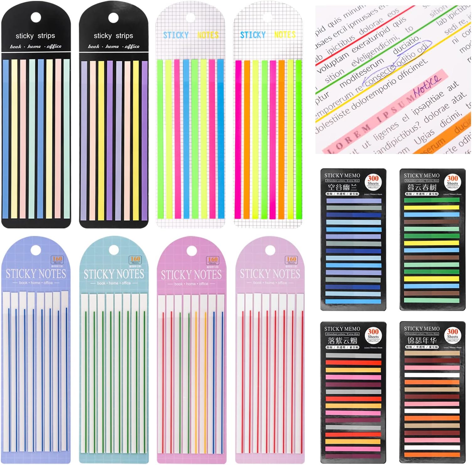 Amazon.com : Sticky Note Tabs 960Pcs Transparent Highlighter Tape ...