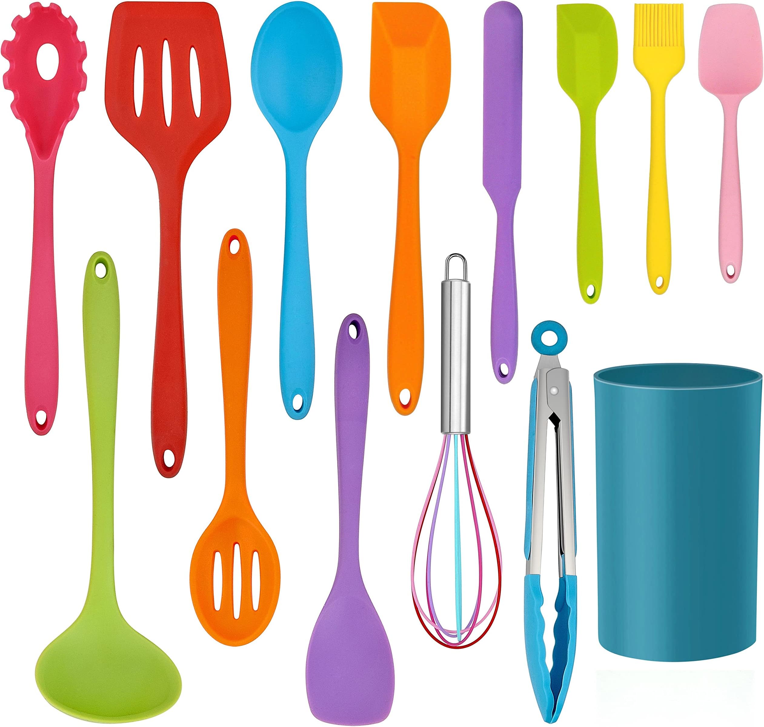 Amazon.com: Silikon Rainbow Kitchen Utensils - 7 Piece Silicone Cooking ...