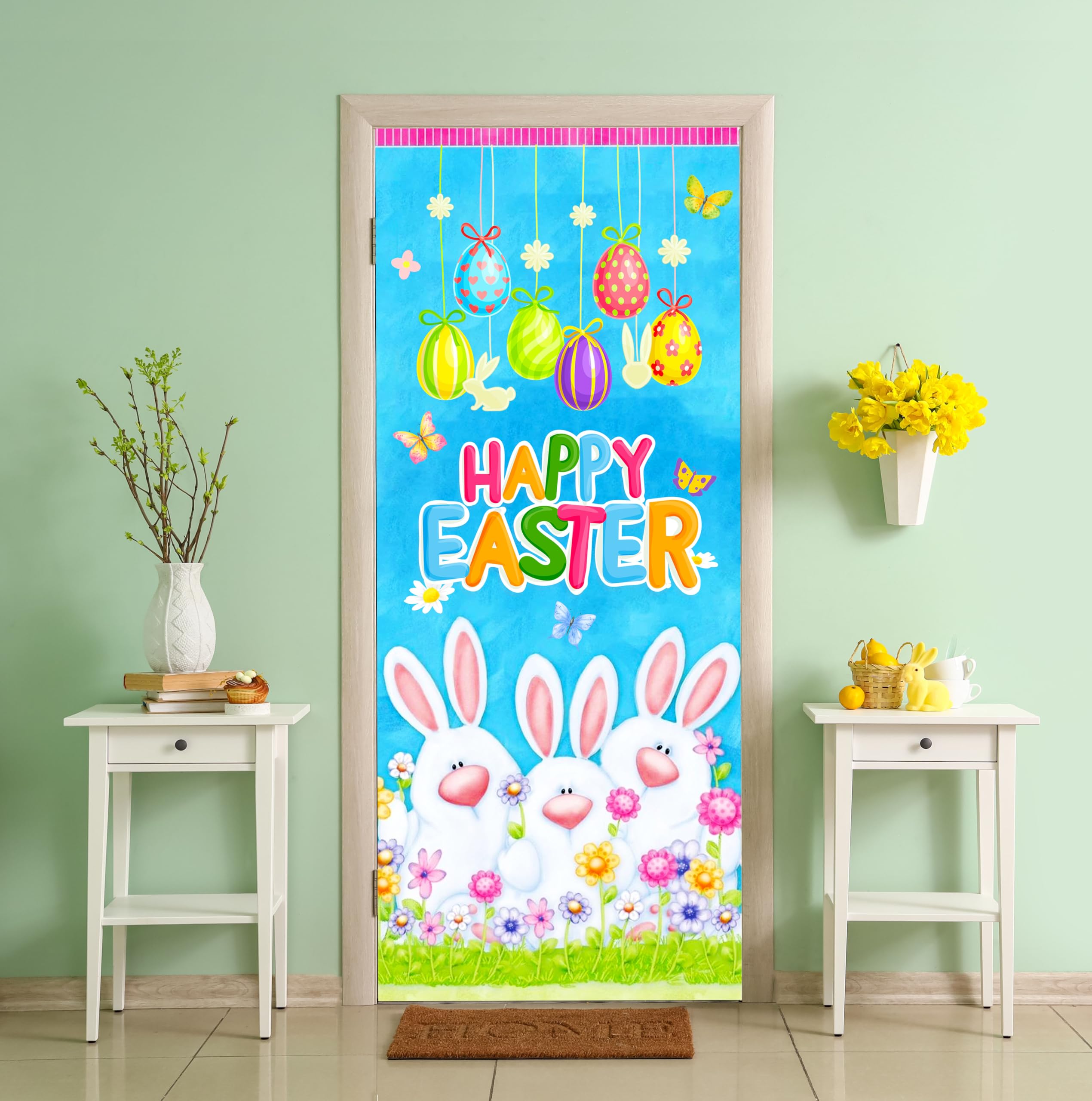 Snapklik.com : Easter Bunny Door Cover Happy Easter Door Decorations ...