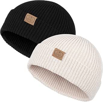 Fisherman Beanie Hats for Men Women,Knit Cuffed Short Trawler Beanie ...