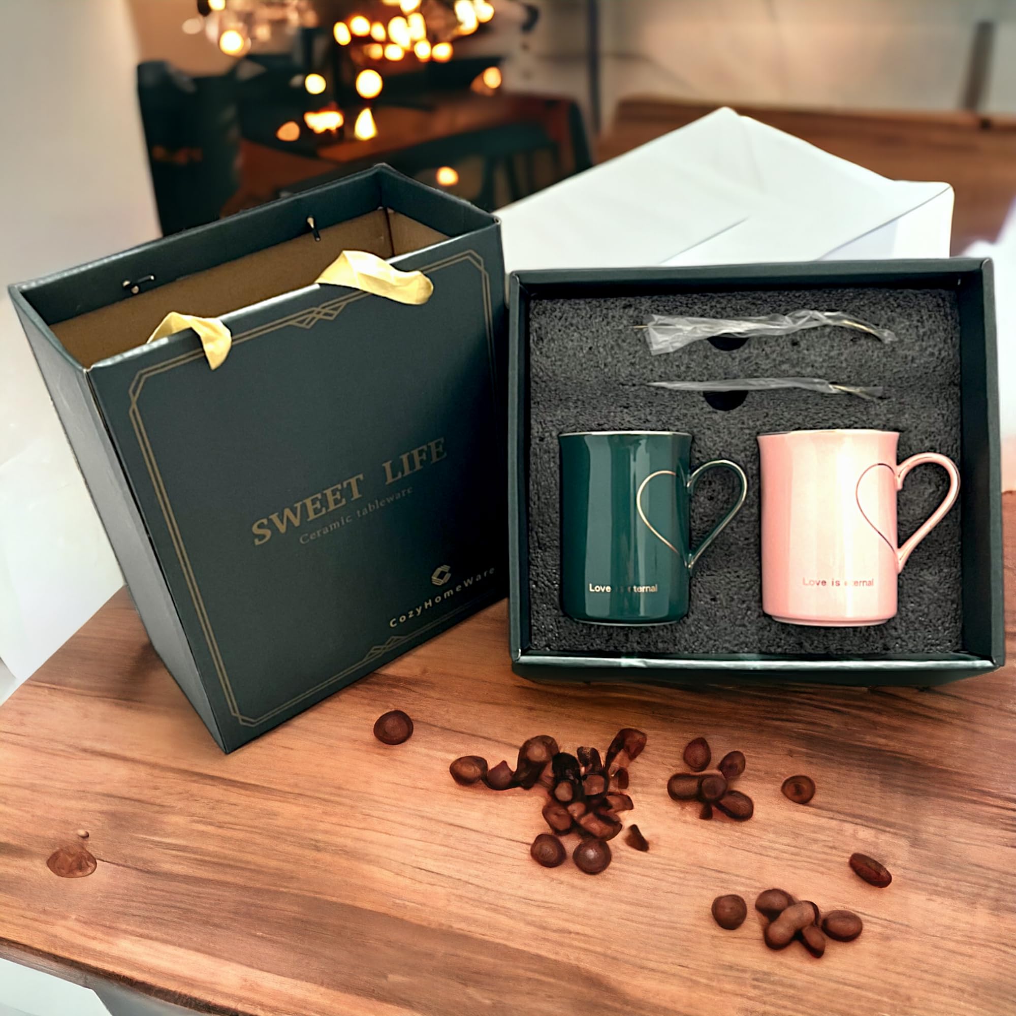 CozyHomeWare Coffee Mugs Gift Set- Love is Eternal- Gift for Couple ...