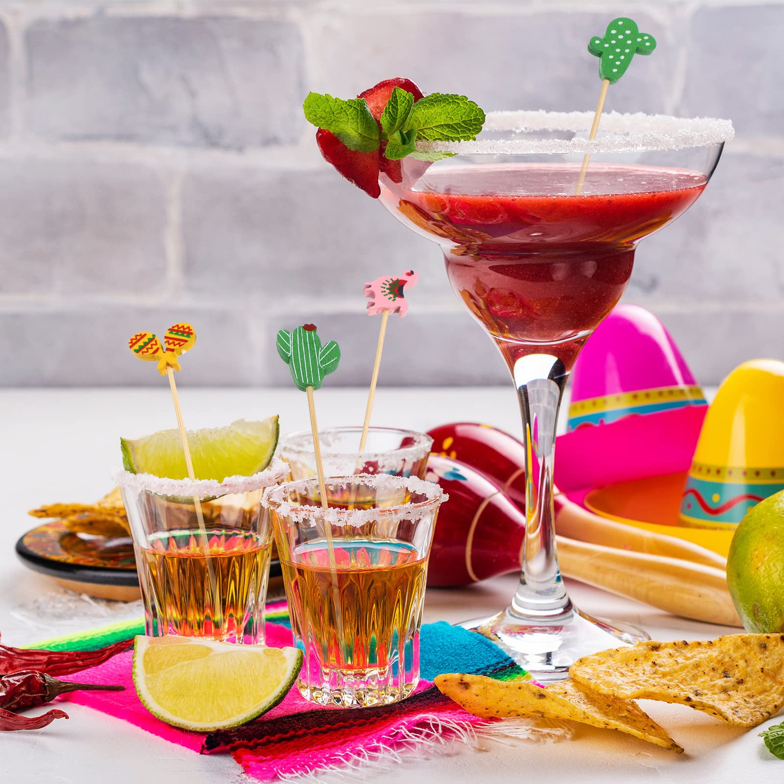 Snapklik.com : 200 Pieces Fiesta Cupcake Toppers Mexican Fiesta ...