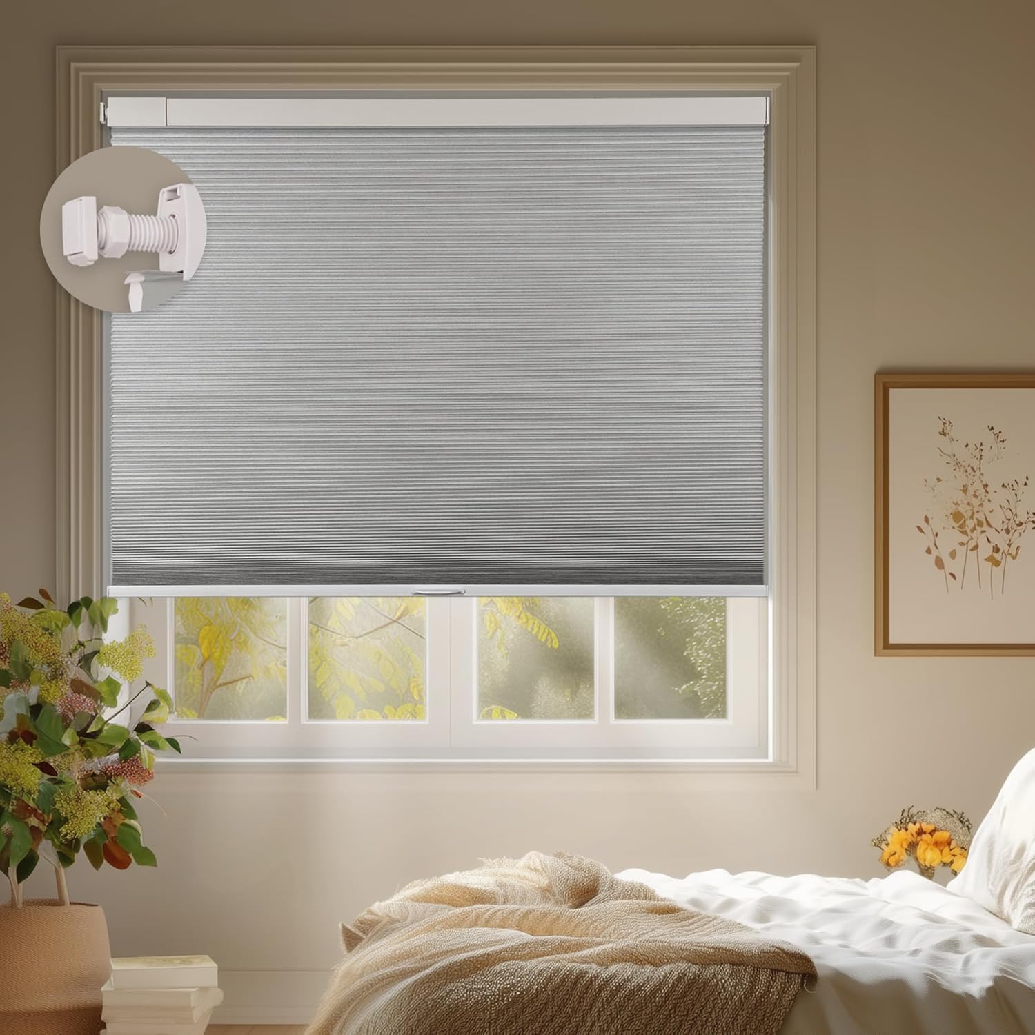 HESTIA Blackout Honeycomb Shades, No Drill No Tools Cordless Cellular ...