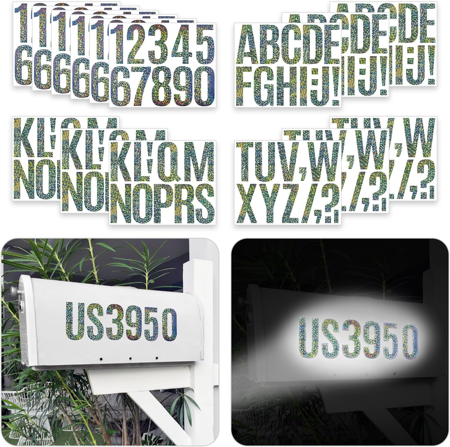 Amazon.com: 100 Piece Reflective Mailbox Number Stickers, Self Adhesive ...